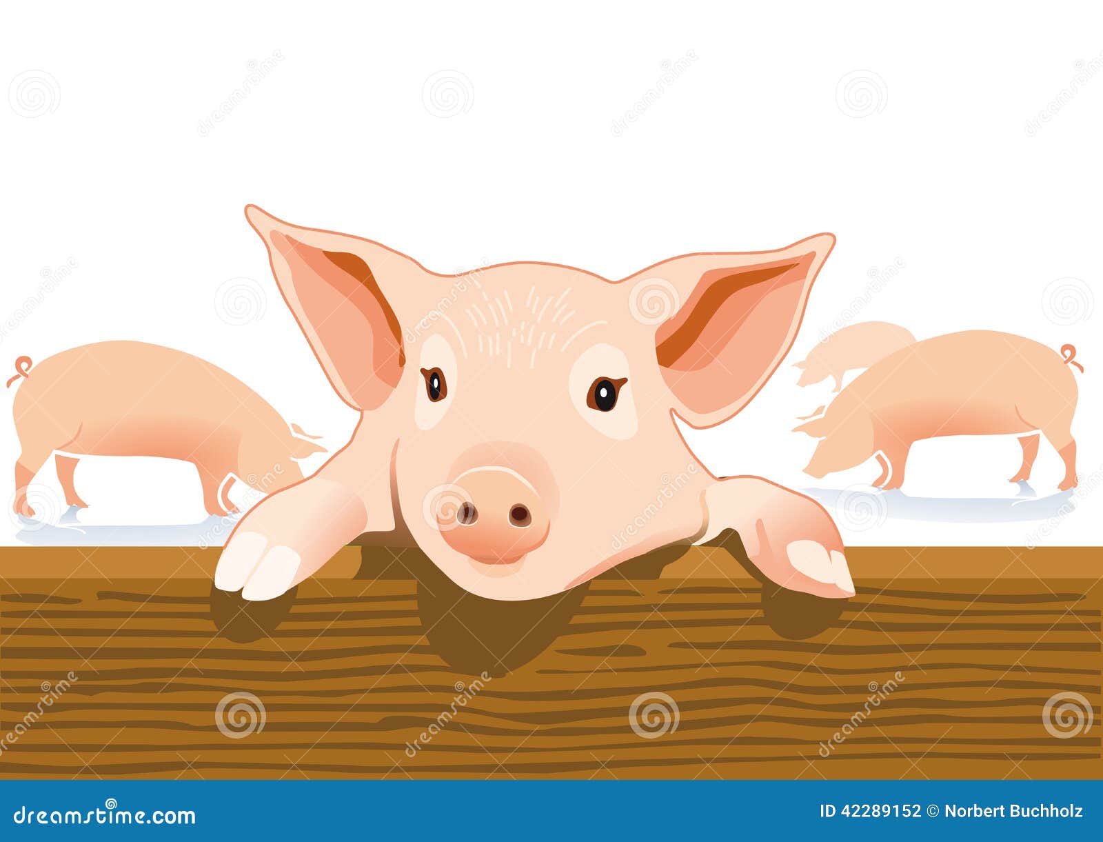 Cute pig in a pigsty stock vector. Illustration of cartoon - 42289152