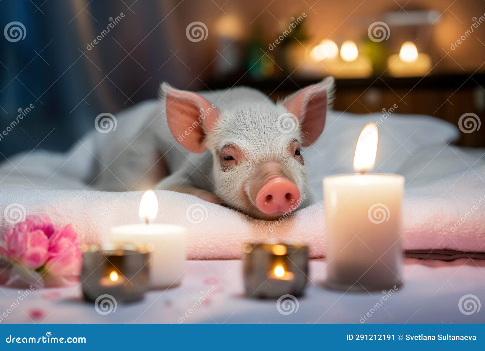 Cute Pig is Relaxing in the Spa Stock Illustration - Illustration of ...