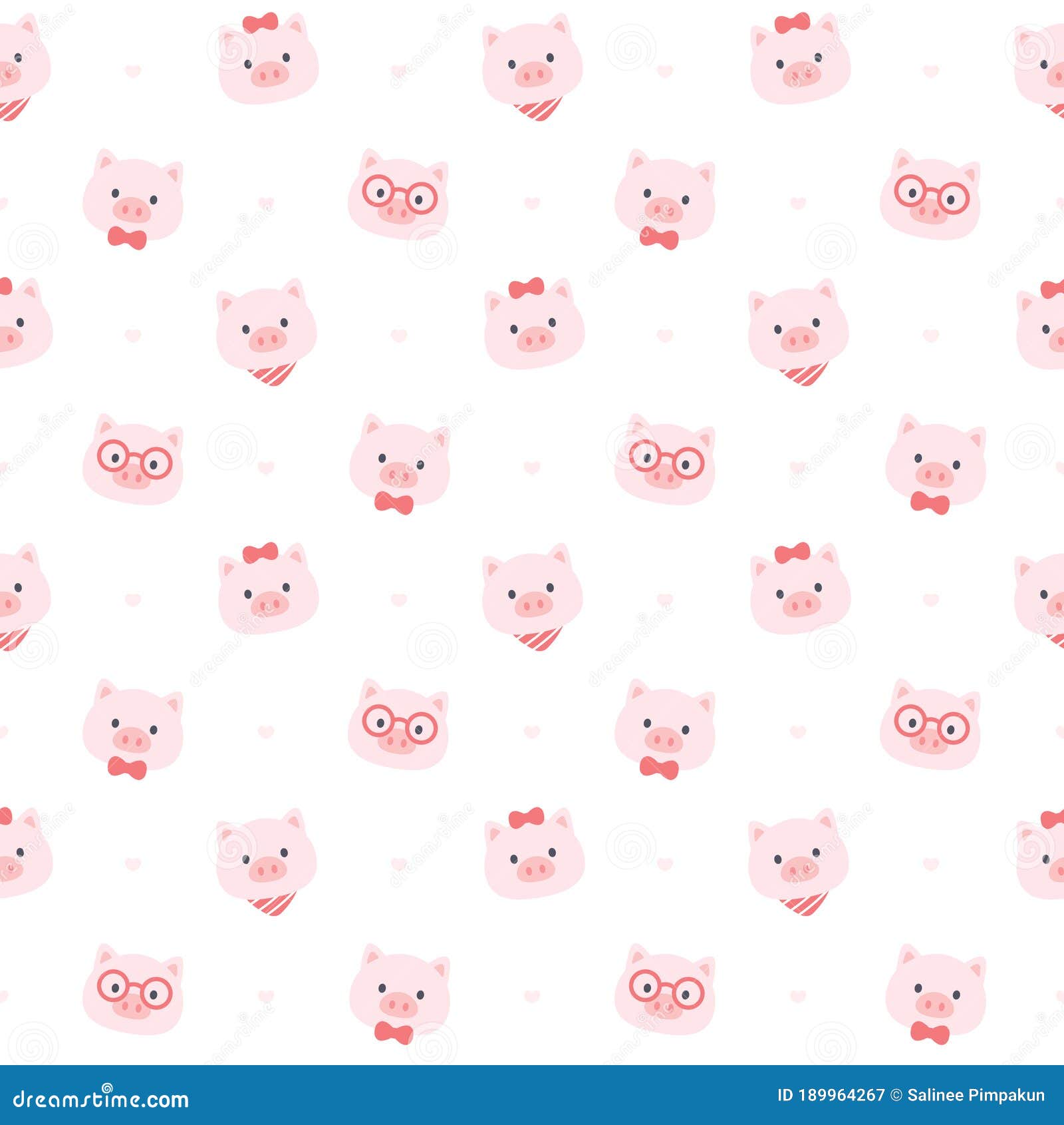 Cute Pig Seamless Pattern Background Stock Illustration - Illustration ...