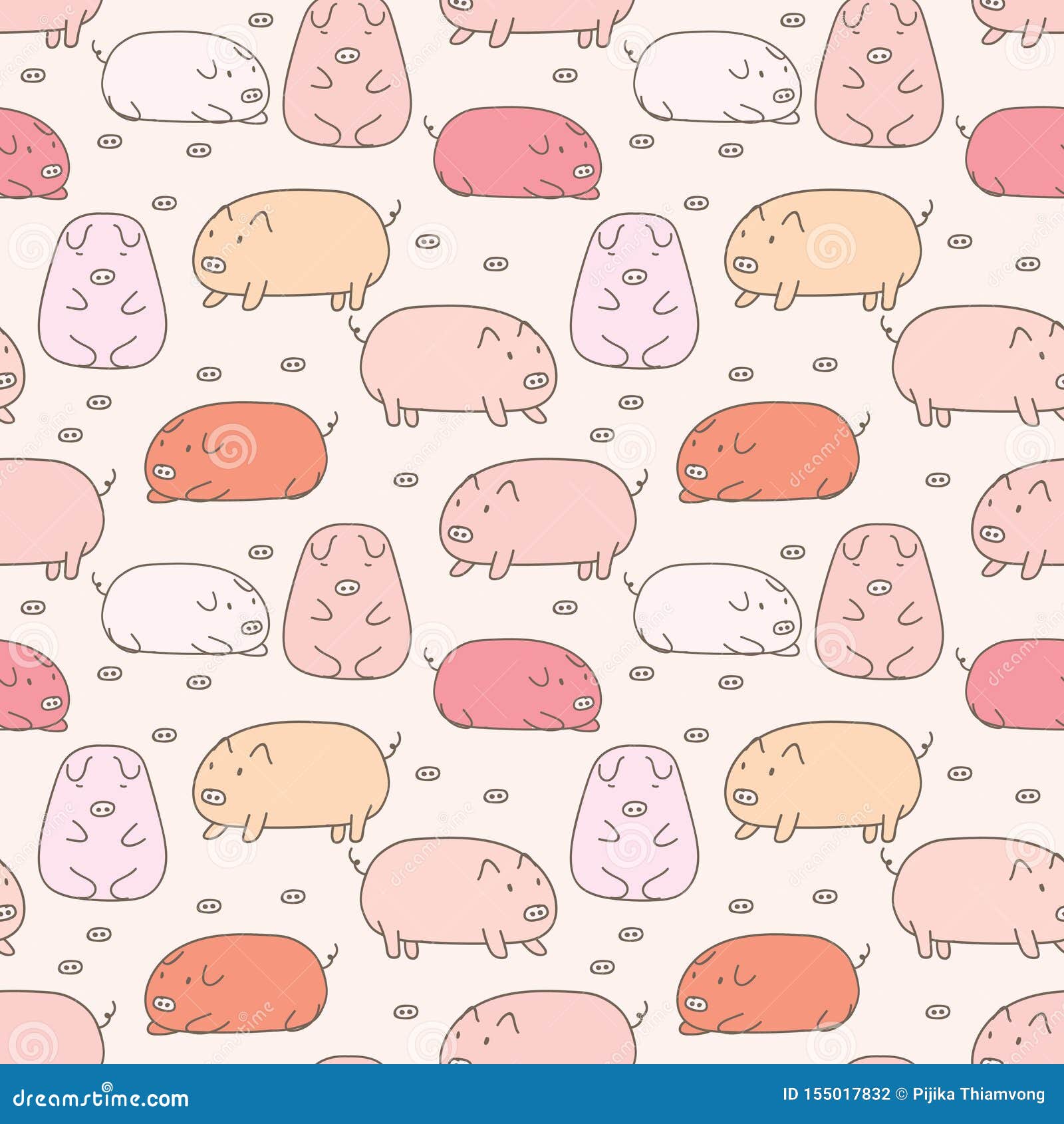 Cute Pig Seamless Pattern Background. Stock Vector - Illustration of ...