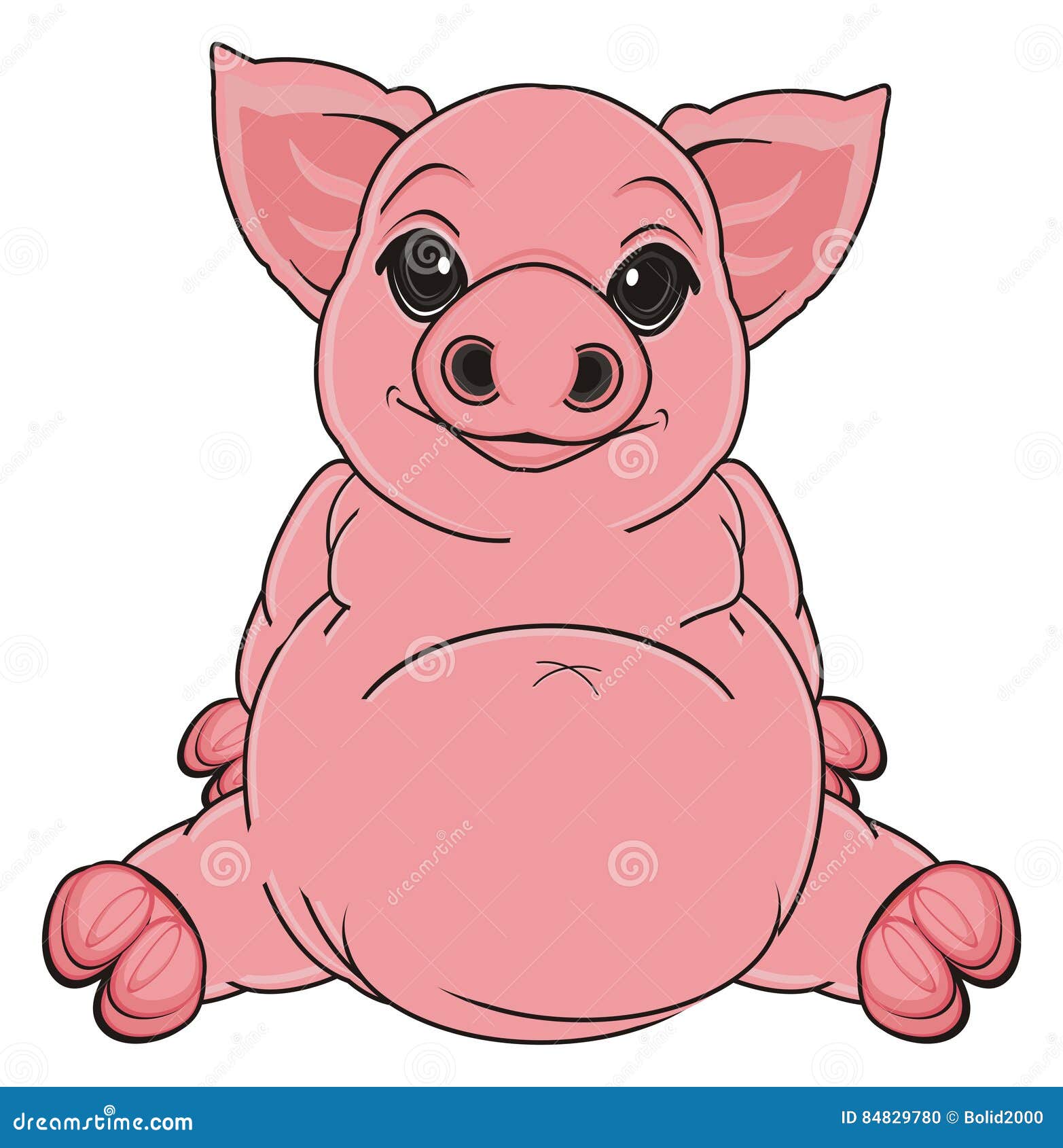 Cute pig sit stock illustration. Illustration of farm - 84829780