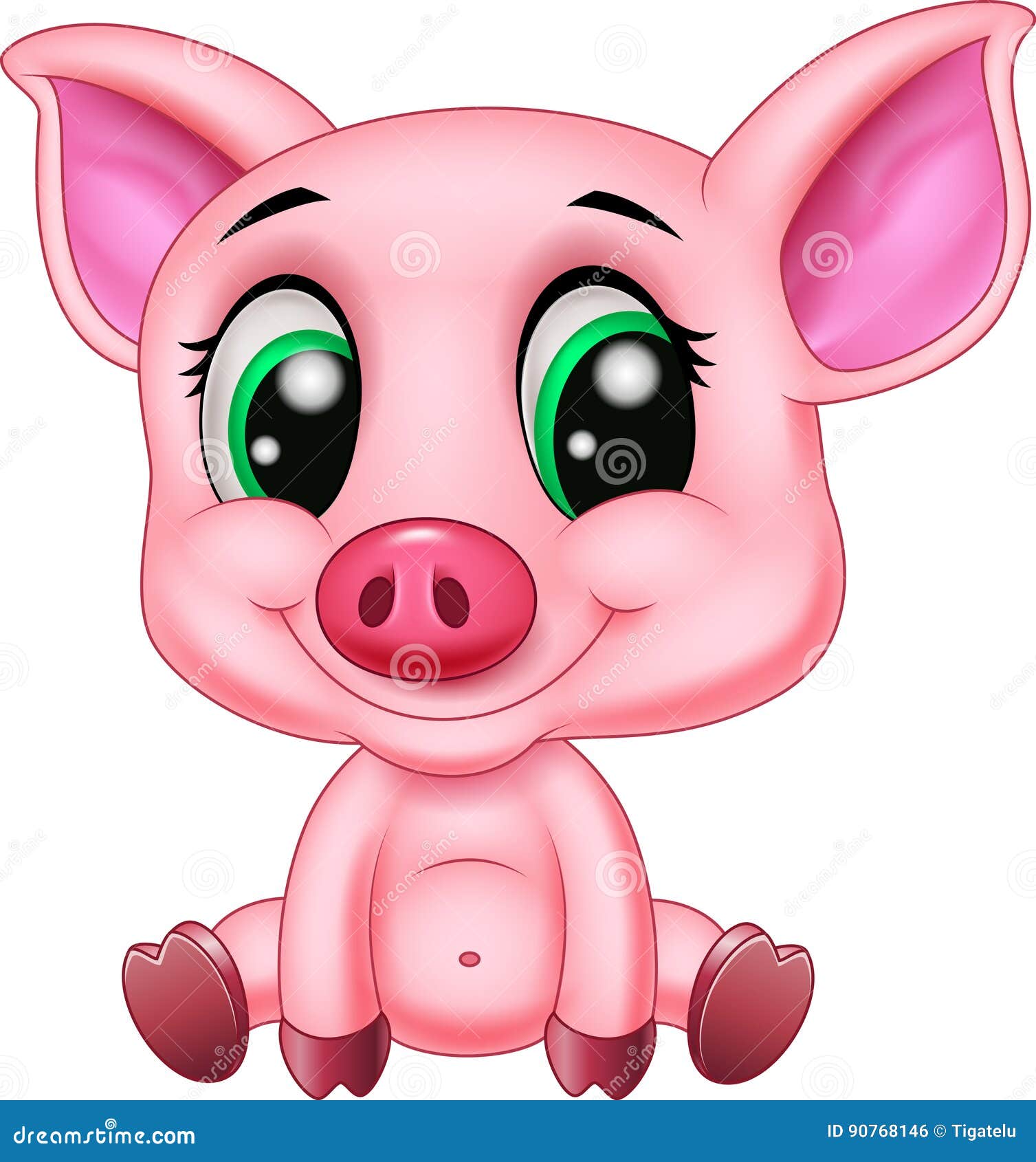 Cute pig sitting stock vector. Illustration of child - 90768146