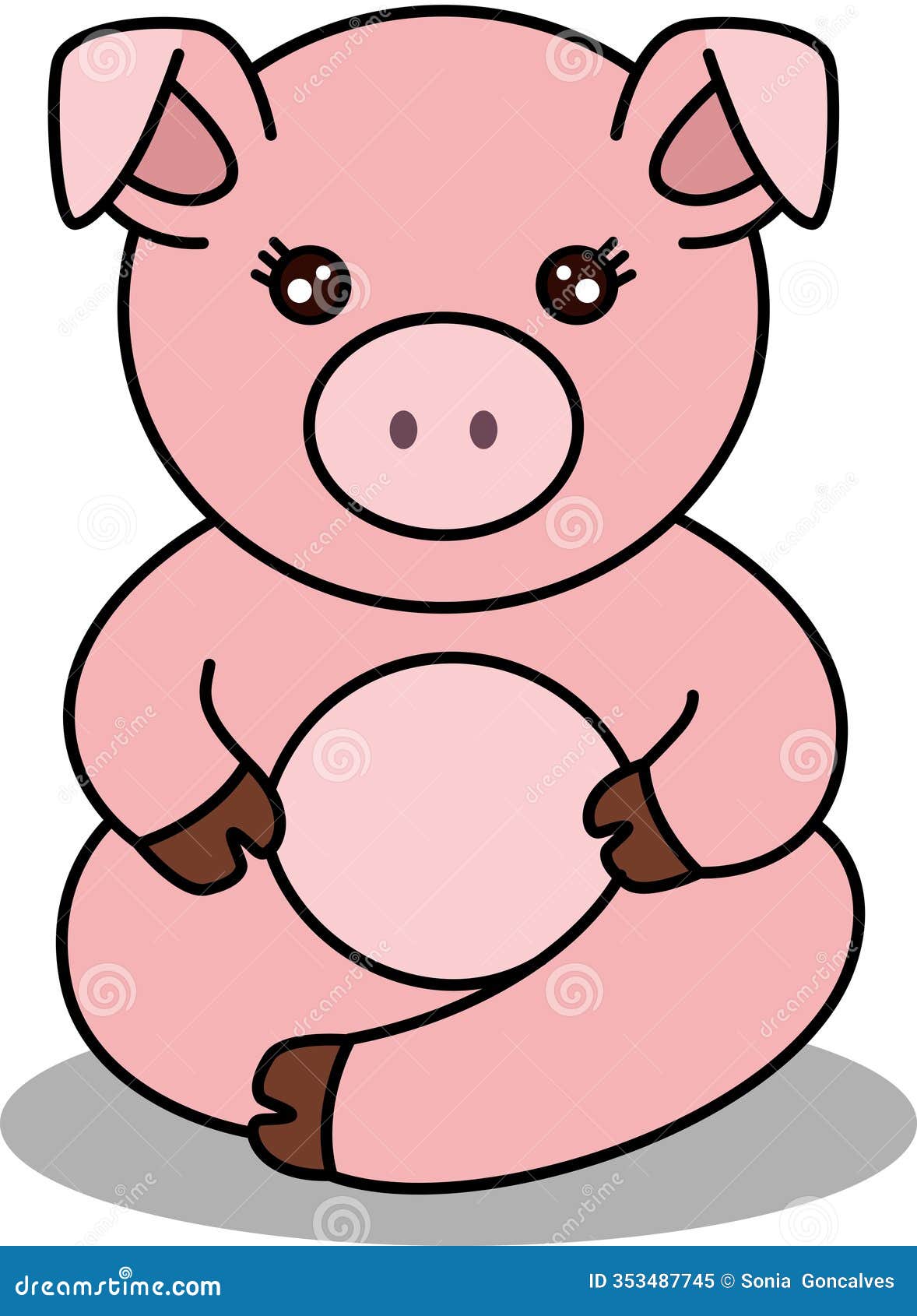 Cute Pig Sitting Isolated on White Stock Illustration - Illustration of ...