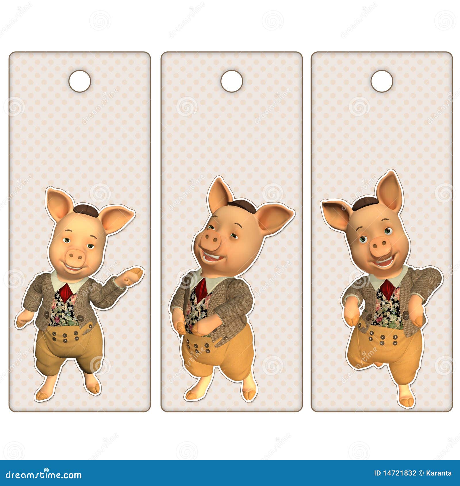 Cute pig tags or bookmarks stock illustration. Illustration of paper ...