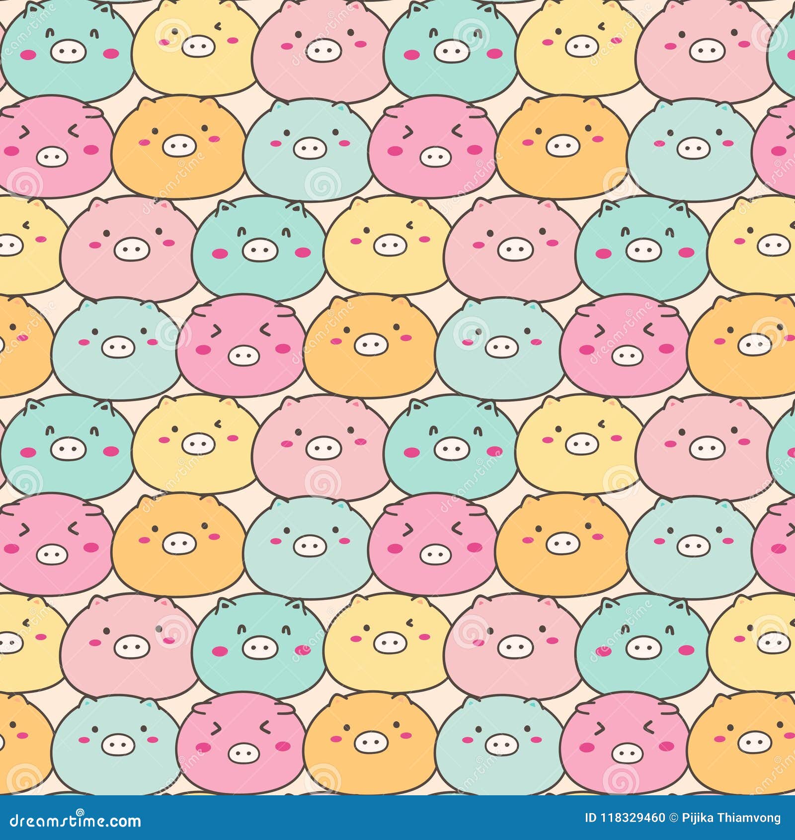 Cute Pig Vector Pattern Background. Stock Vector - Illustration of farm ...