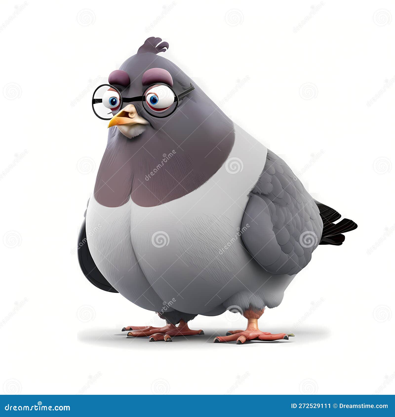 Cute Pigeon Cartoon Style. Generative AI Stock Illustration ...