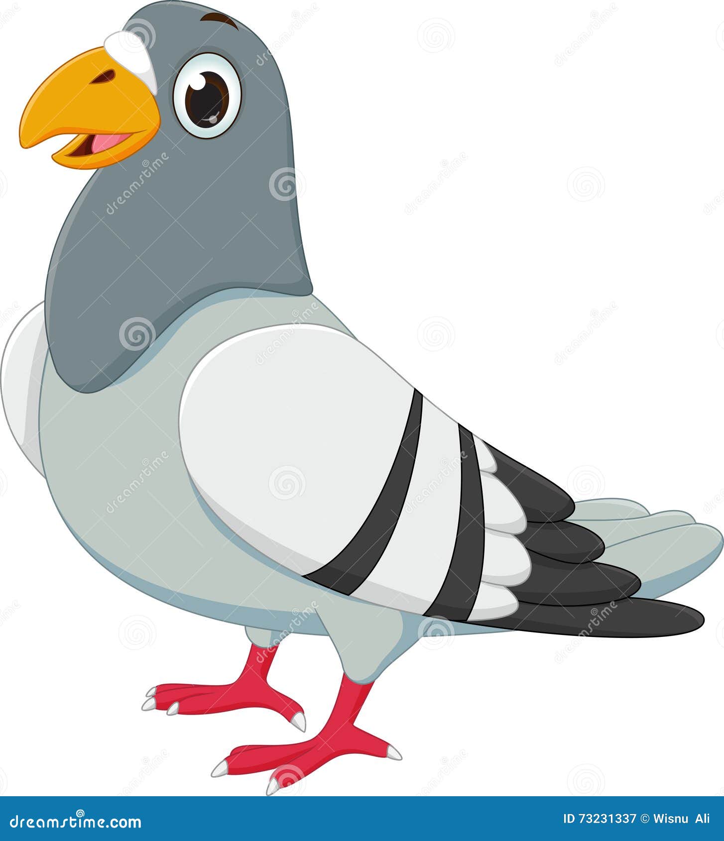 Pigeon Cartoon Dove Bird Pointing With Wing Vector Illustration ...