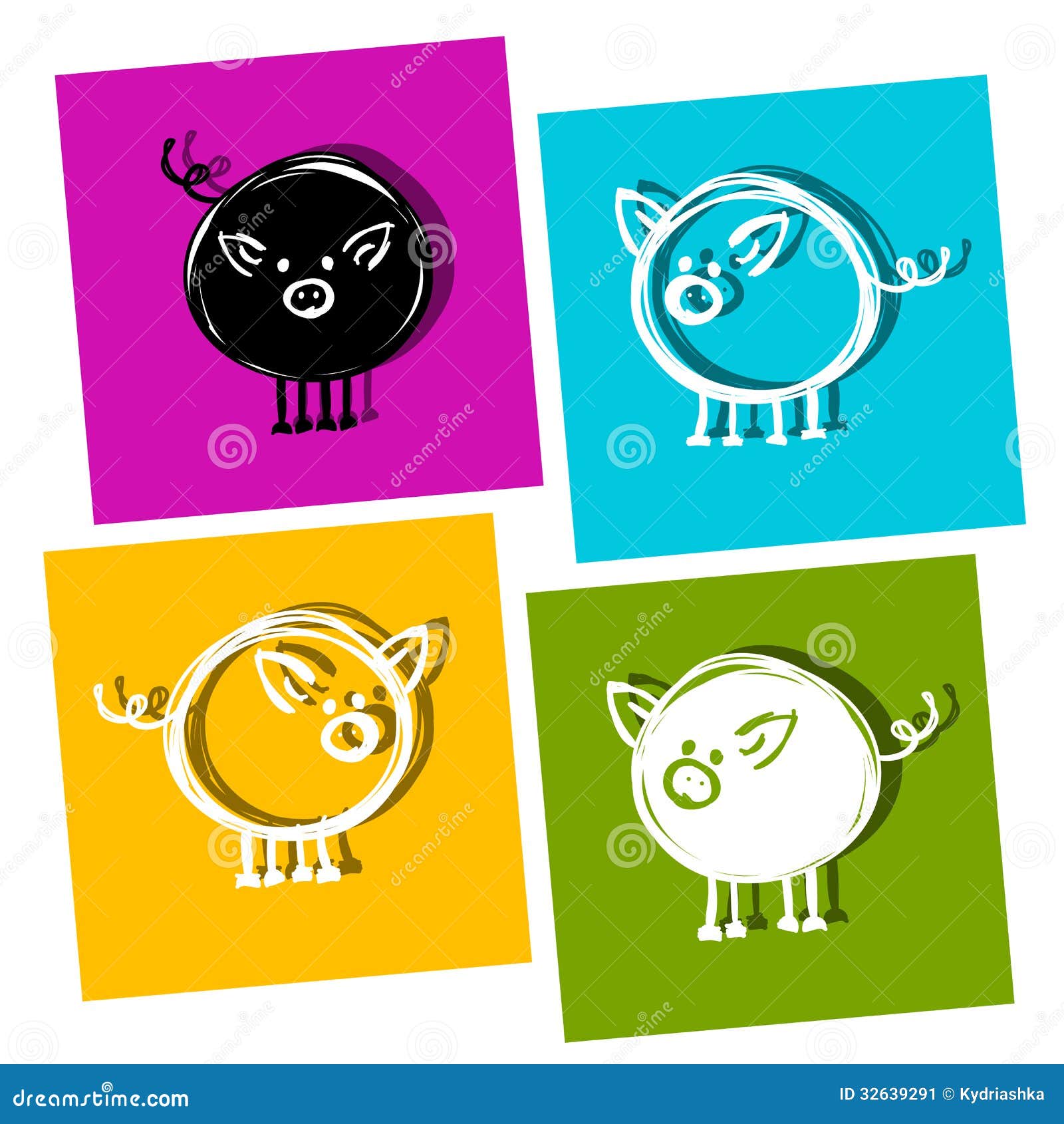 Cute piggy for your design stock vector. Illustration of outline - 32639291