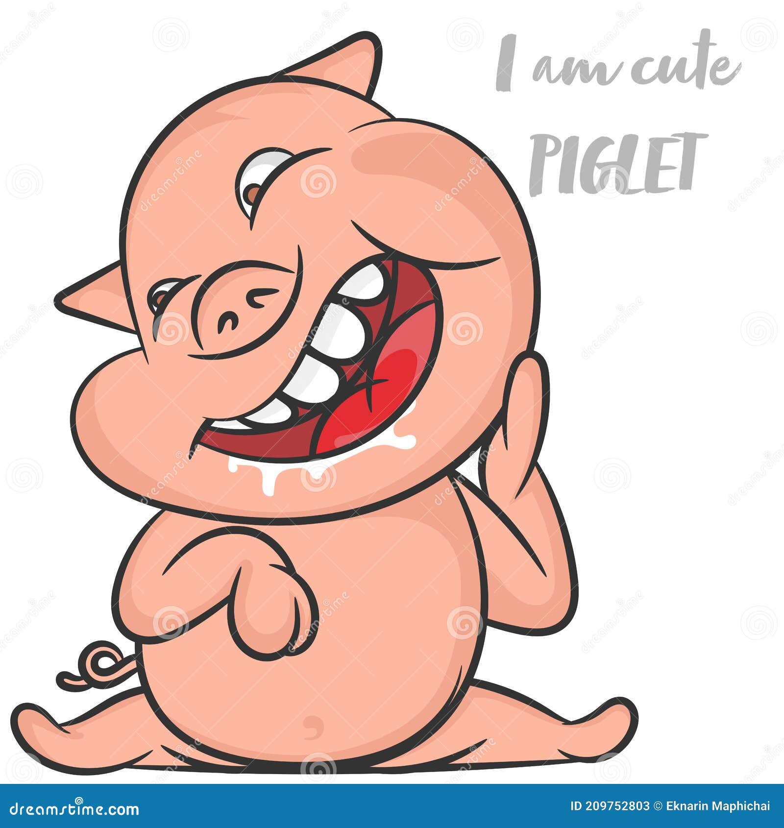 So Cute Piglet Cartoon on a White Stock Vector - Illustration of white ...