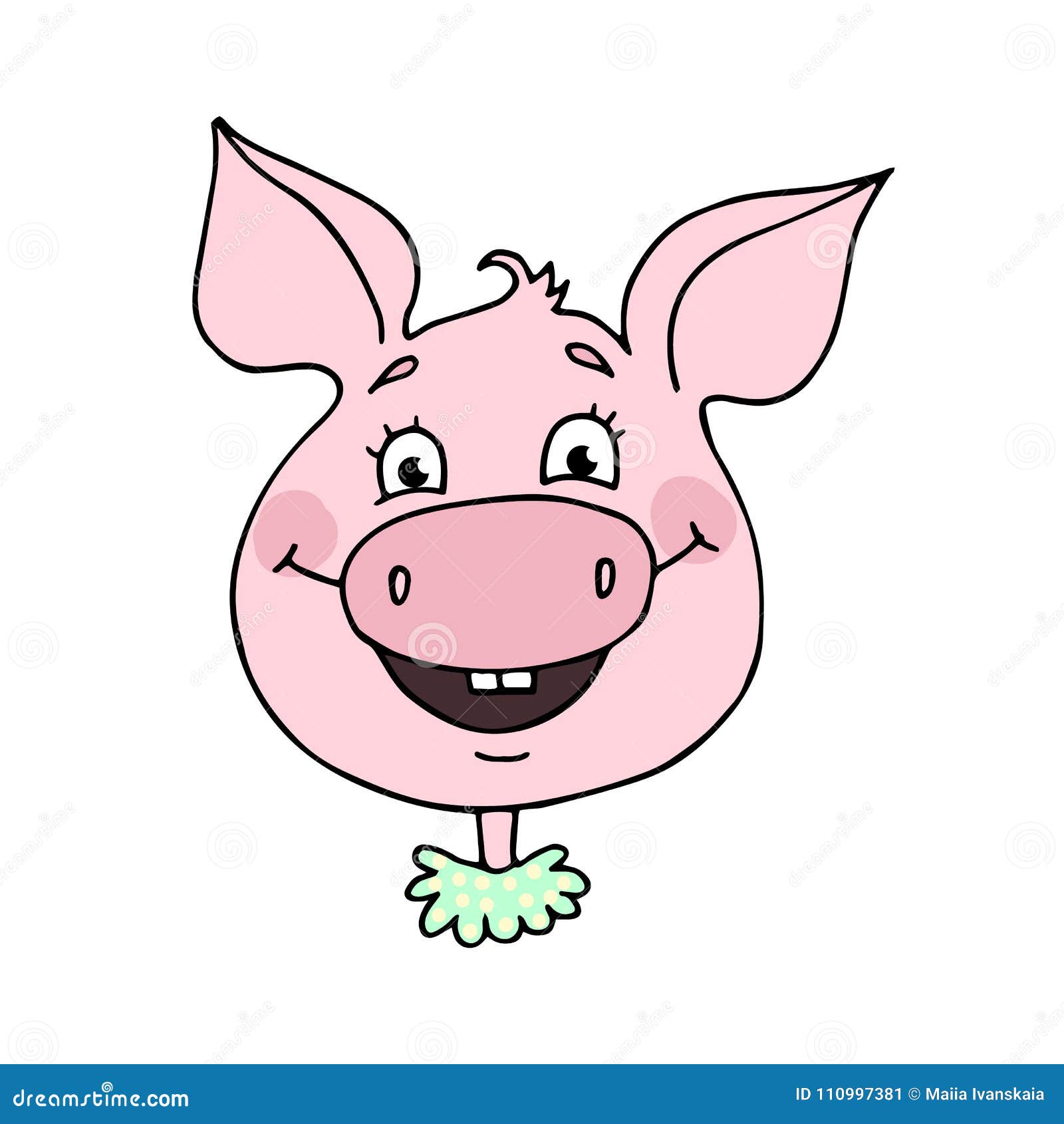 Cute Piglet`s with an Expression of of a Smile and Joy Stock Vector ...