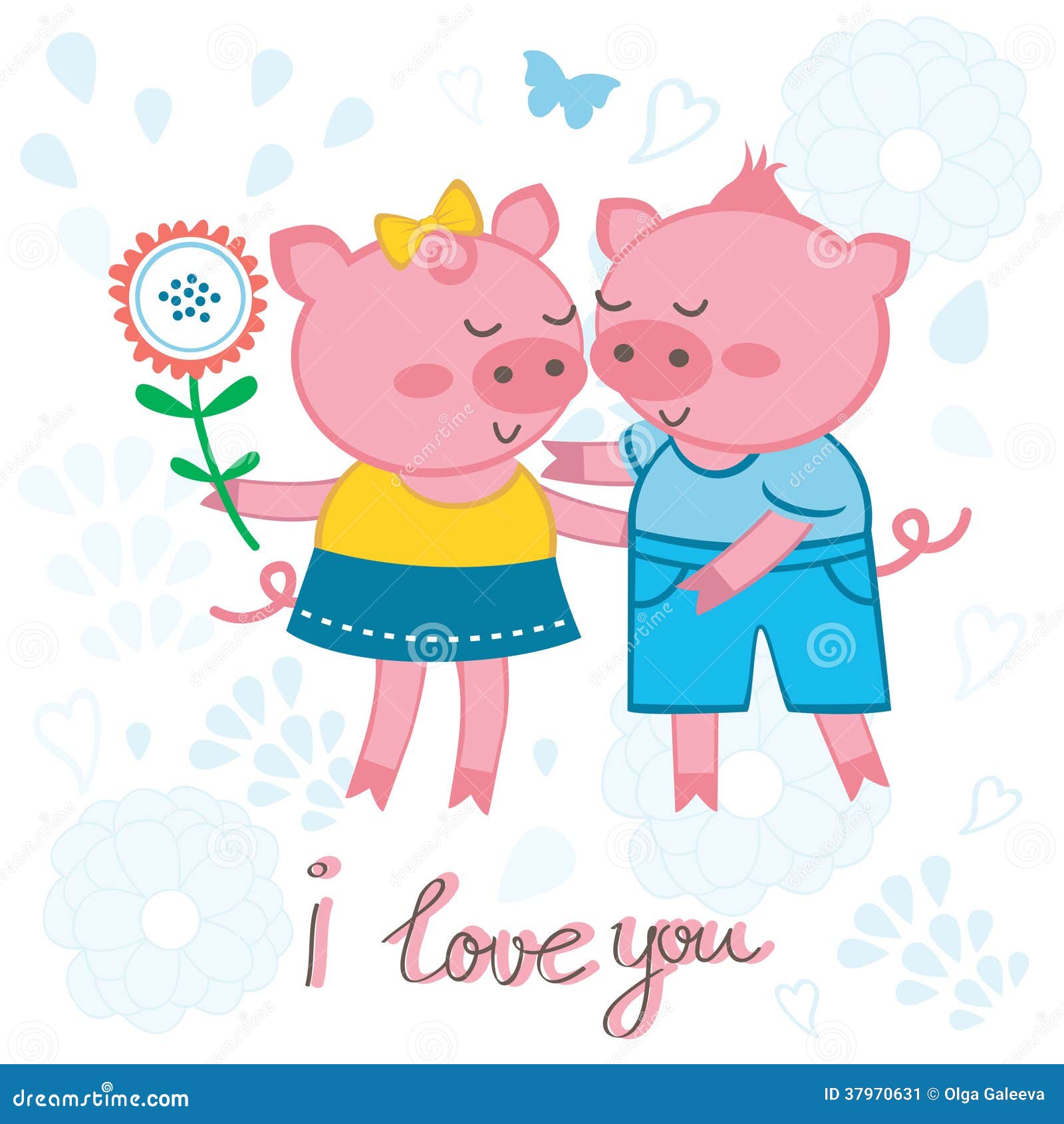 Cute pigs in love stock illustration. Illustration of handwritten ...