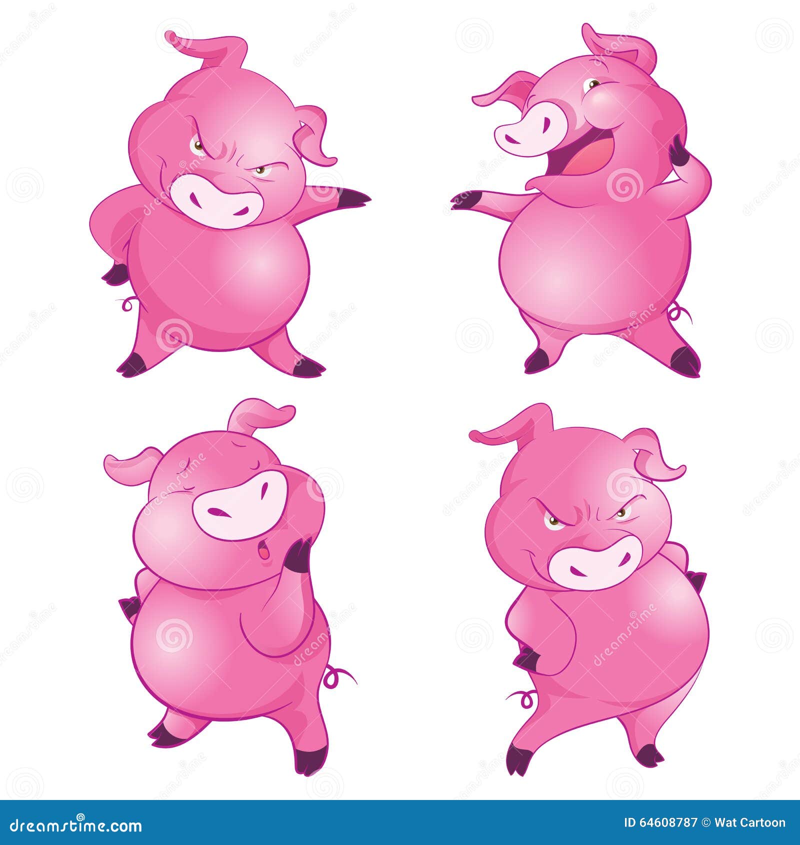 Cute Pigs Many Actions Cartoon Vector | CartoonDealer.com #64608787
