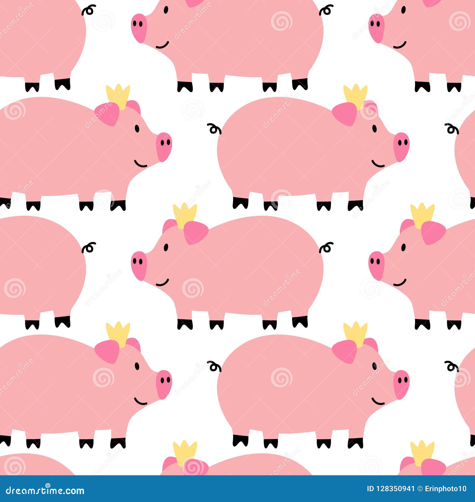 Cute Pigs Seamless Pattern Background Stock Vector - Illustration of ...