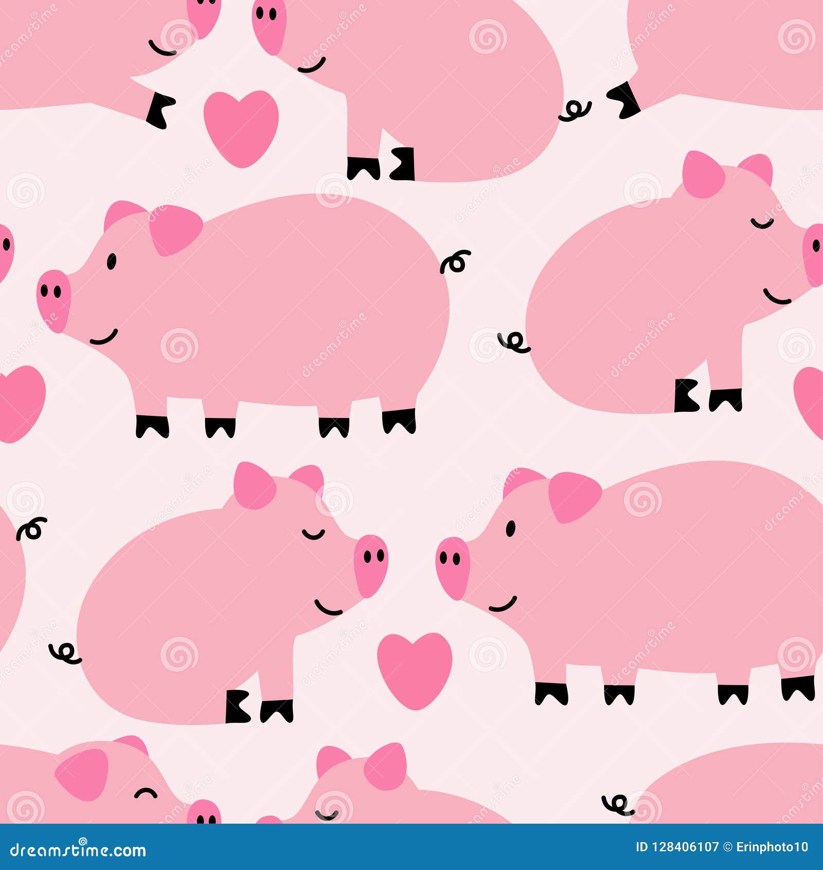 Cute Pigs Seamless Pattern Background Stock Vector - Illustration of ...