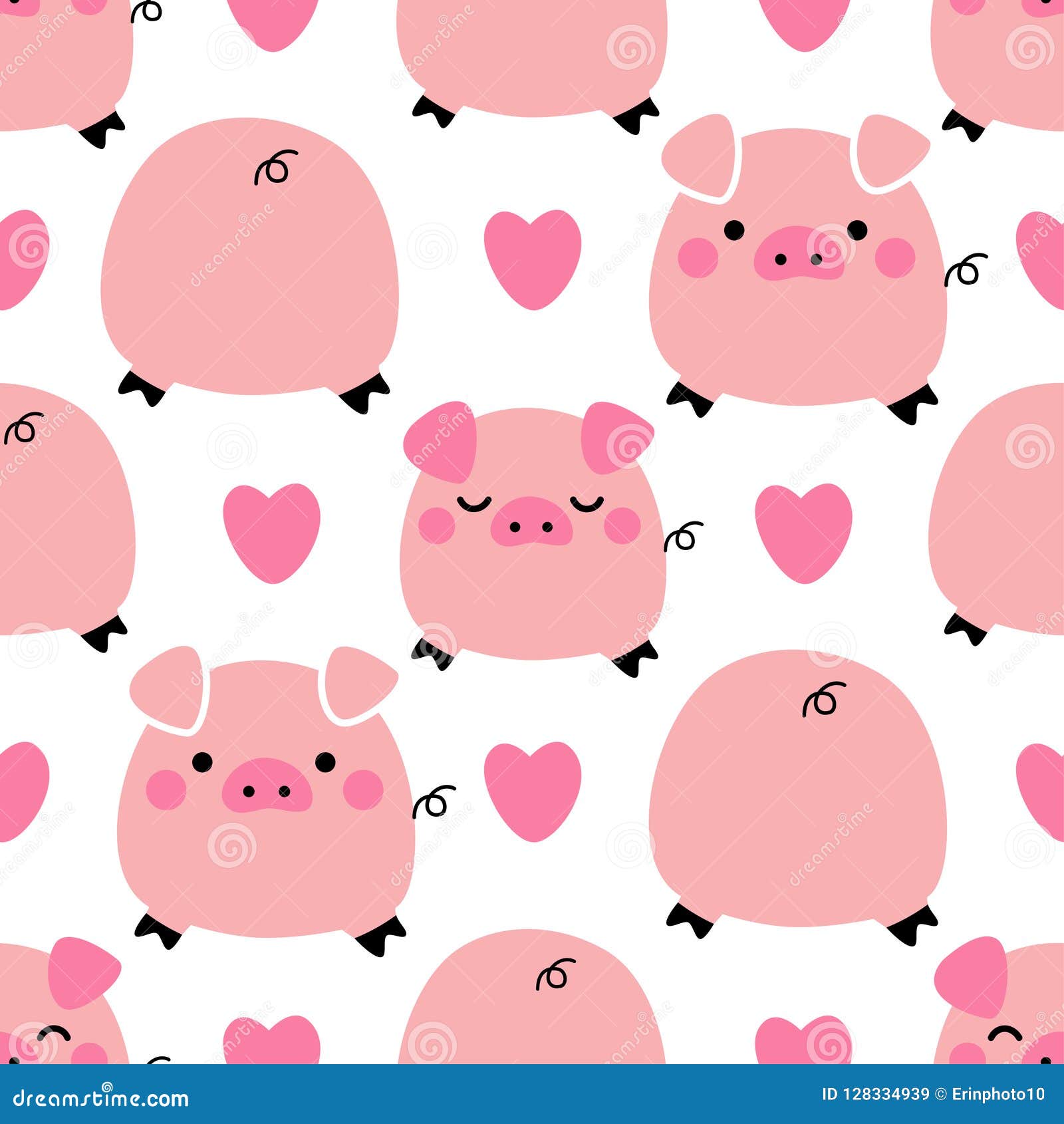 Cute Pigs Seamless Pattern Background Stock Vector - Illustration of ...