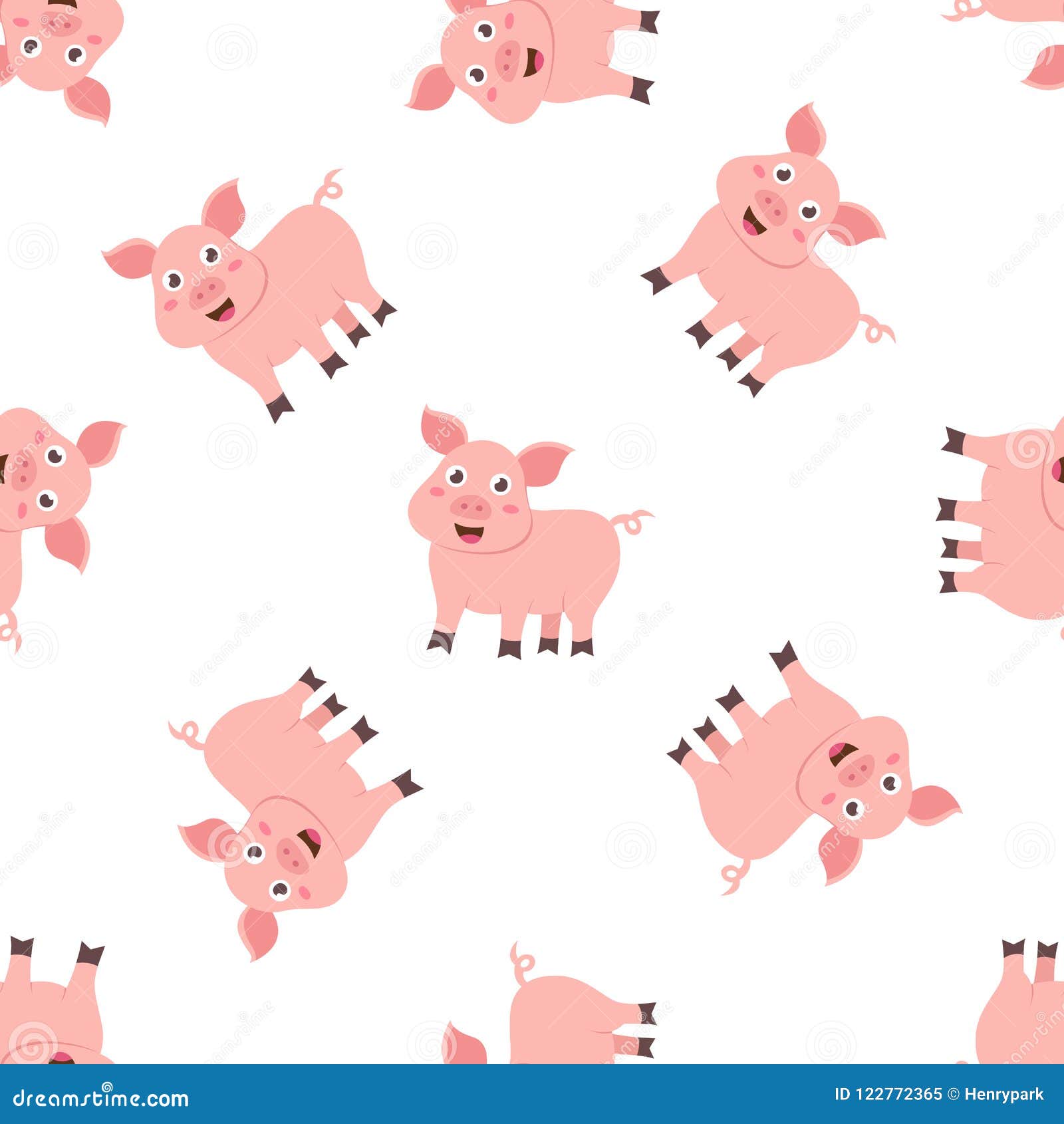 Cute pigs seamless pattern stock vector. Illustration of pigs - 122772365
