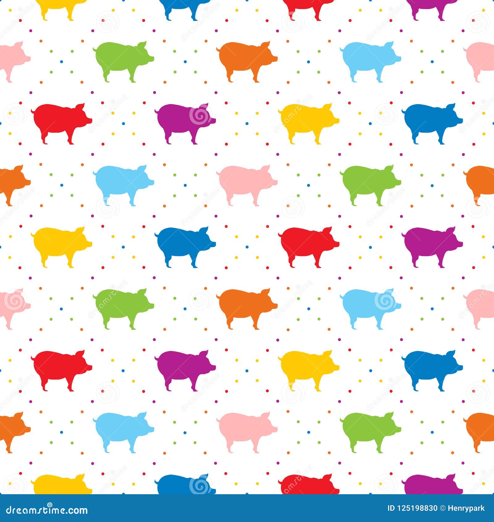 Cute pigs seamless pattern stock vector. Illustration of cute - 125198830