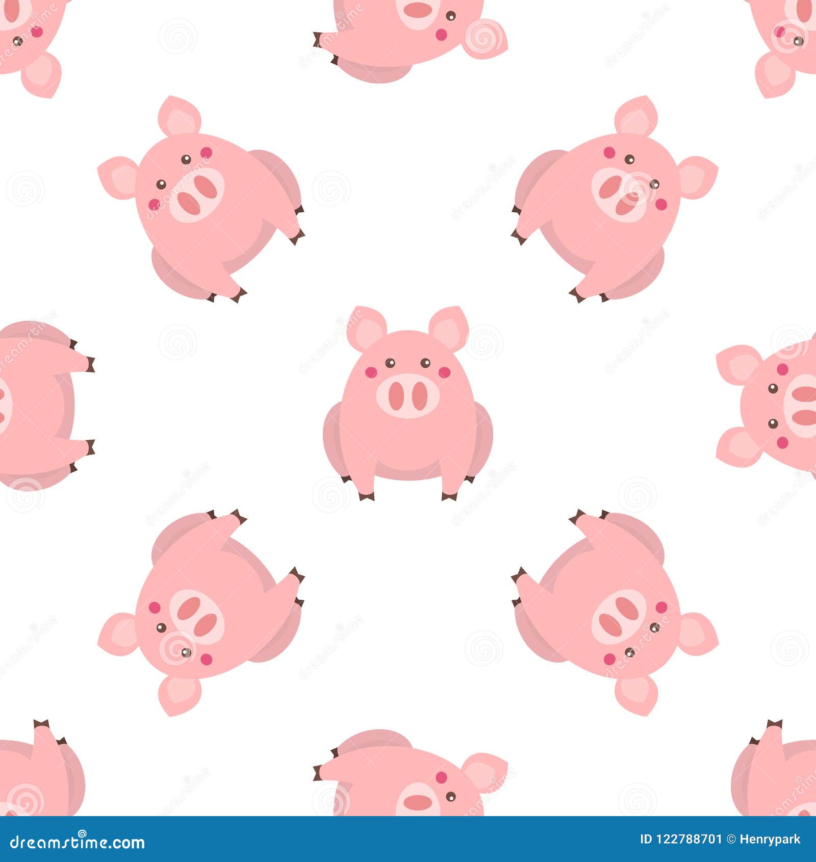 Cute pigs seamless pattern stock vector. Illustration of meat - 122788701
