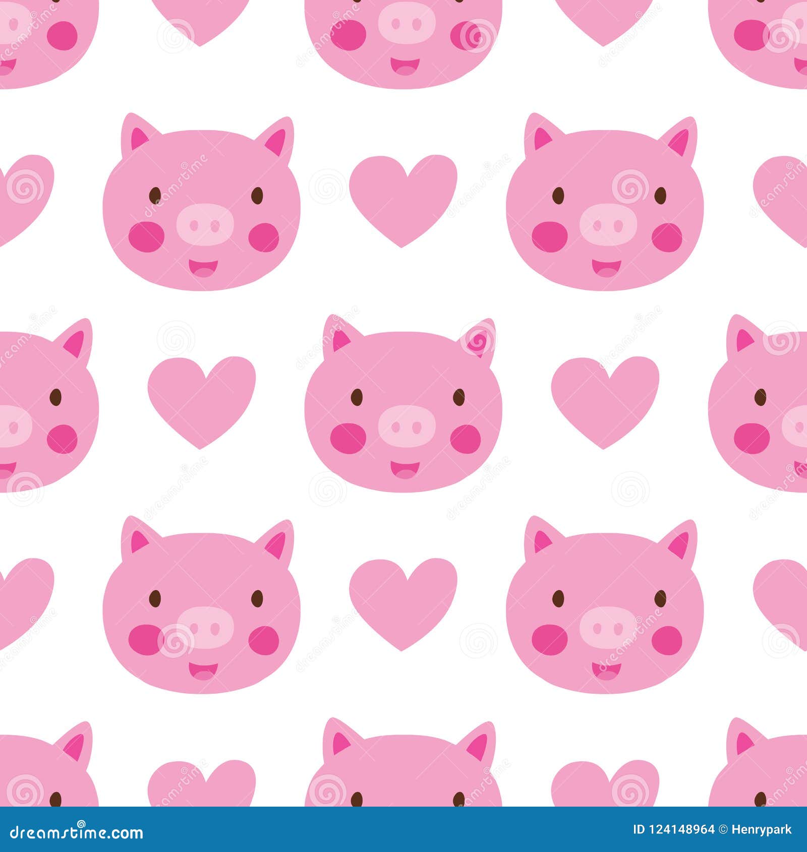 Cute pigs seamless pattern stock vector. Illustration of shower - 124148964