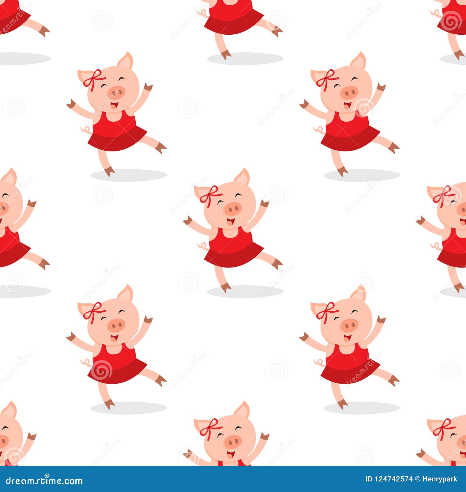 Cute pigs seamless pattern stock vector. Illustration of party - 124742574