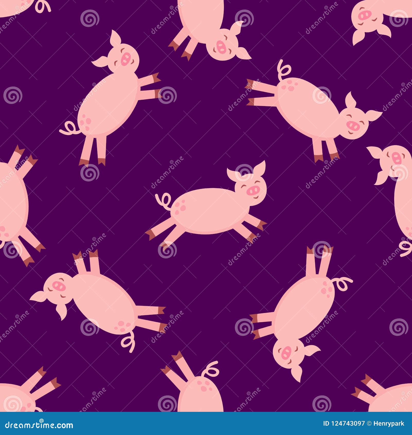 Cute pigs seamless pattern stock vector. Illustration of design - 124743097