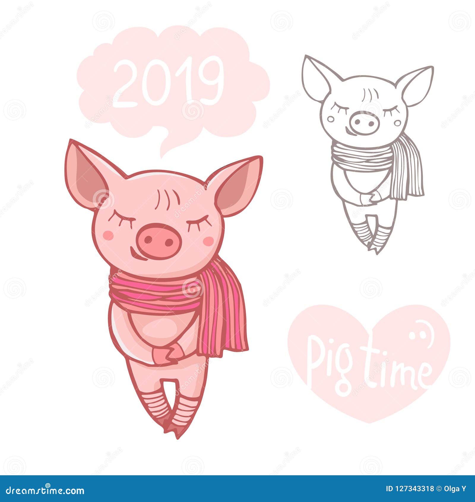 Cute Pigs. Shy Pig. Funny Pigs Vector. Stock Vector - Illustration of ...