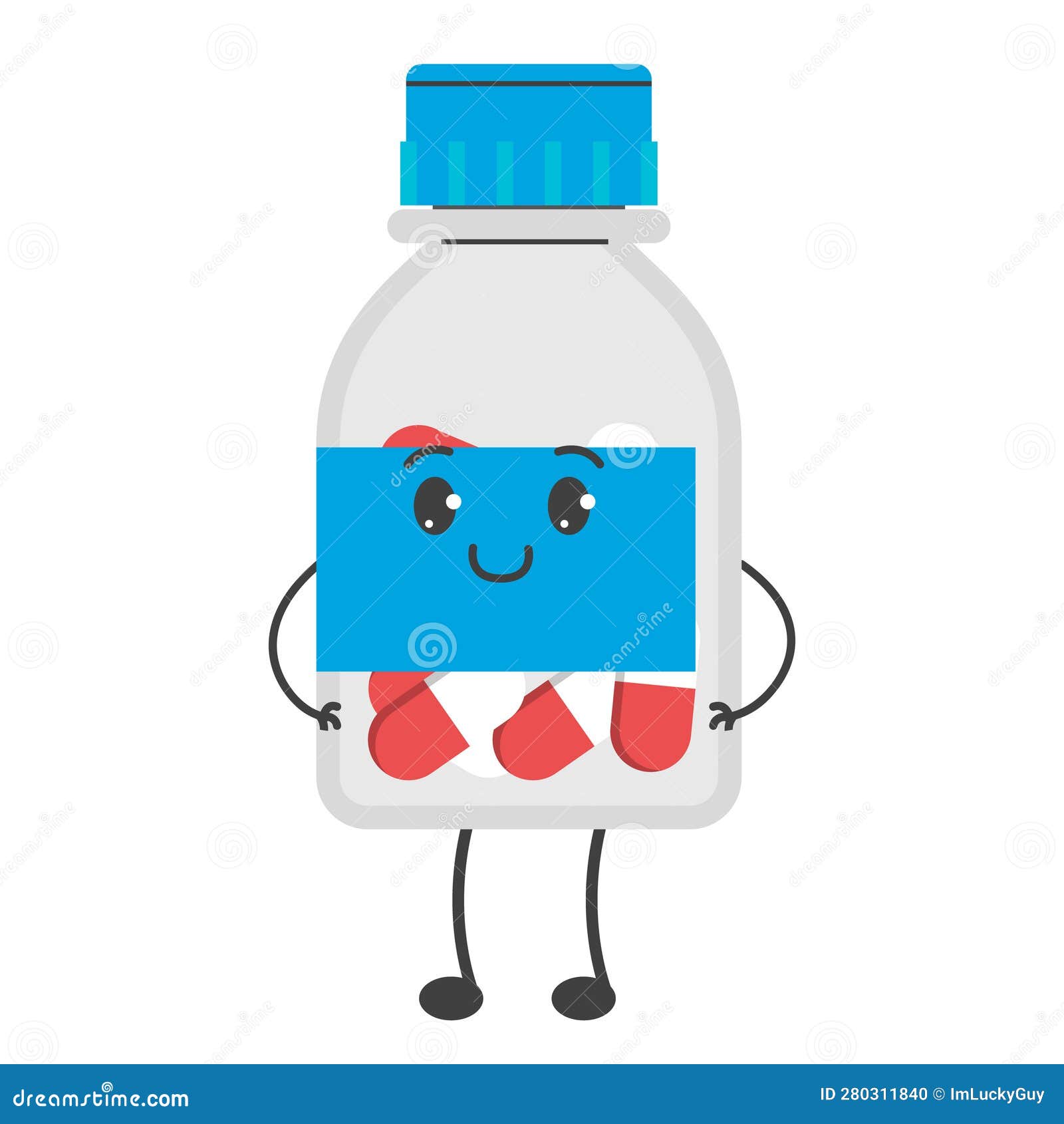 Cute Pill Bottle Character Isolated. Plastic Container Stock Vector ...