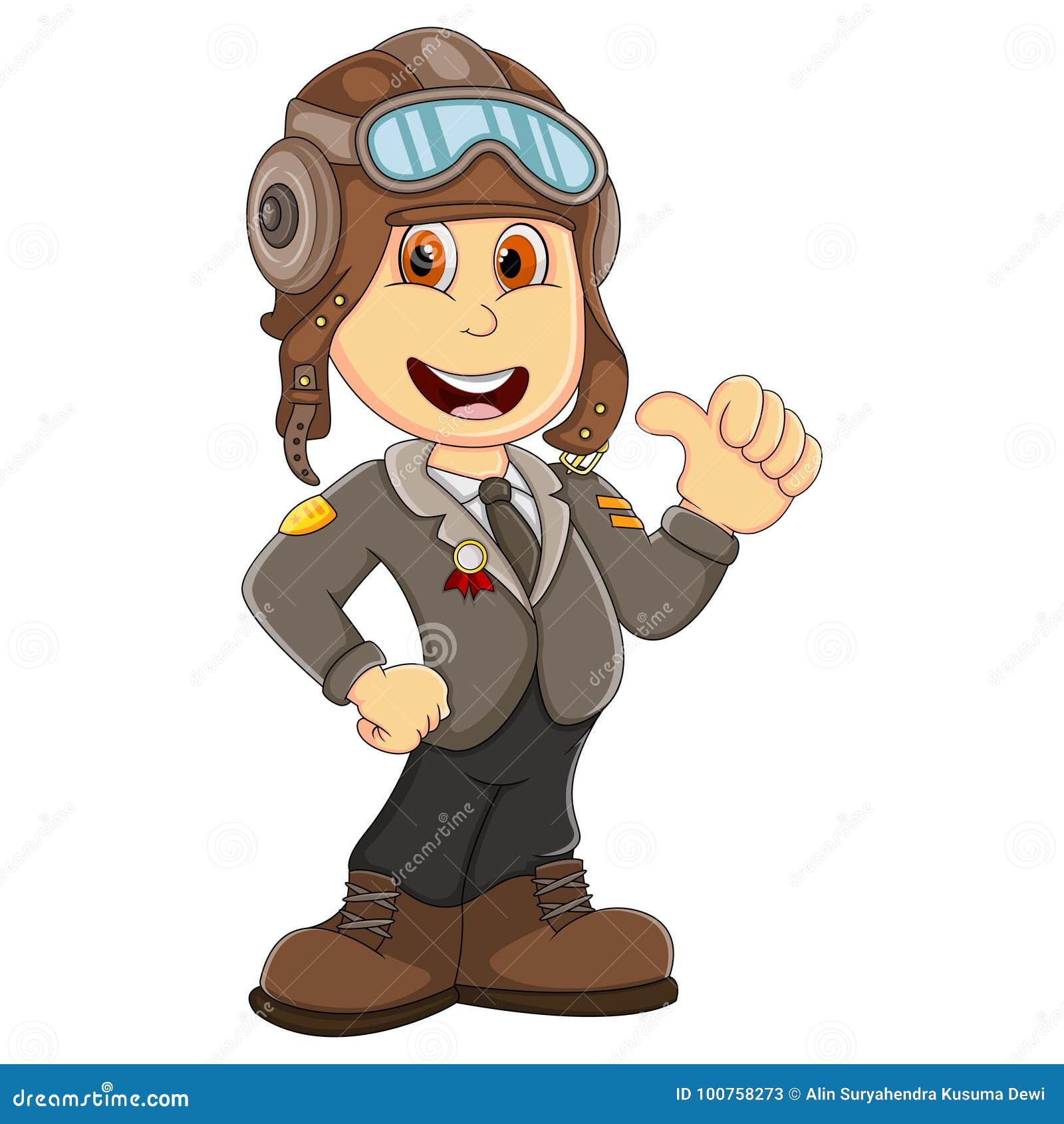 Pilot Cartoon With Cute Pose. Vector Icon Illustration, Isolated On ...
