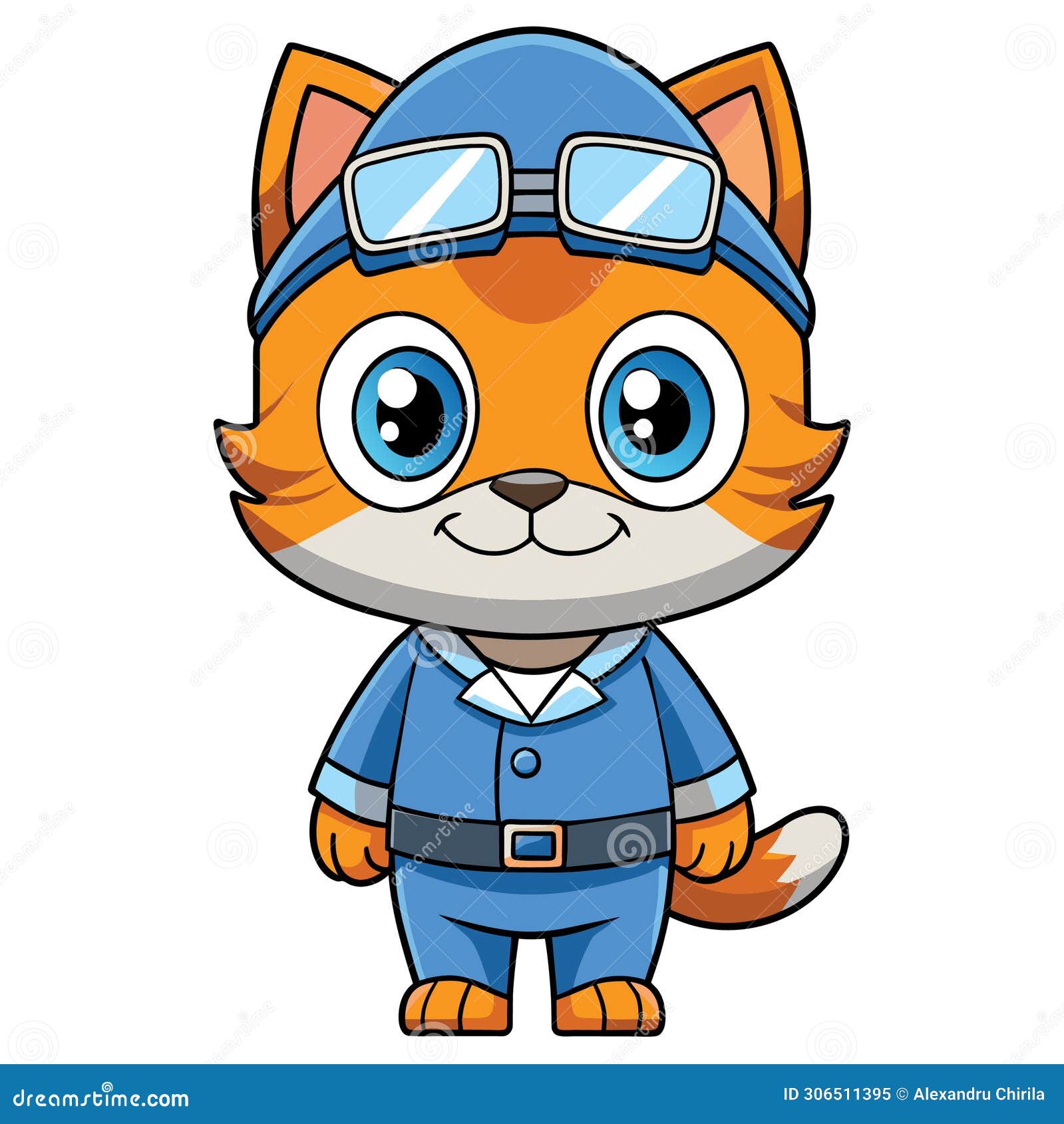 Cute Pilot Cat Cute Antropomorphic Vector EPS Stock Illustration ...