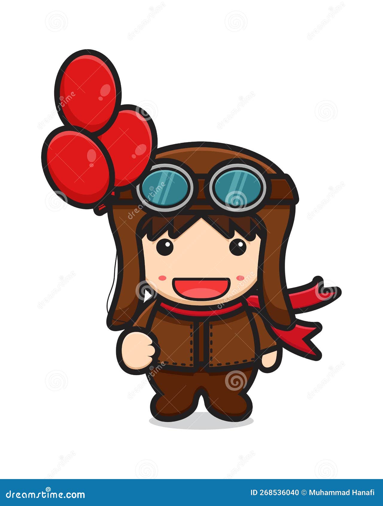 Cute Pilot Mascot Character Holding Balloons Stock Vector ...