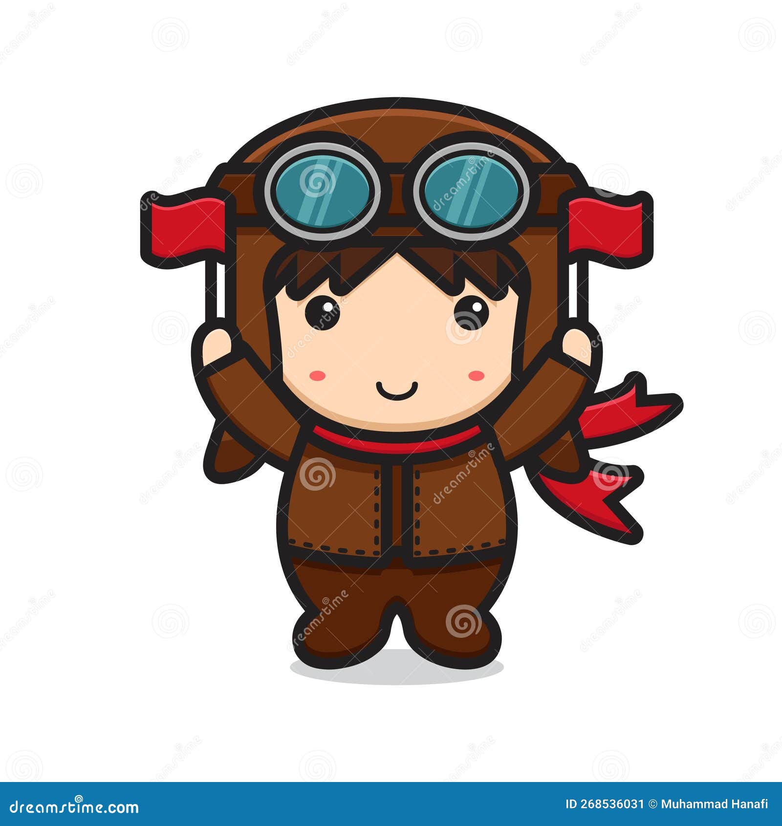Cute Pilot Mascot Character Holding Flags Stock Vector - Illustration ...