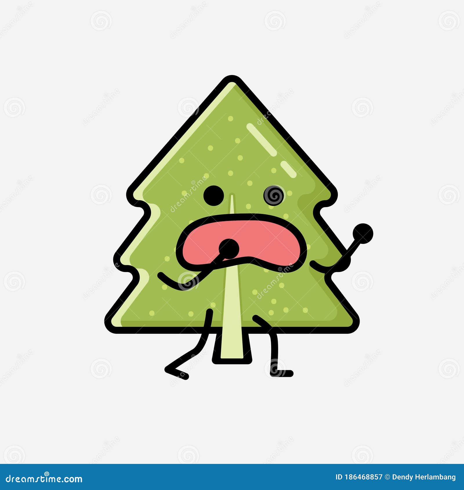 Cute Pine Tree Mascot Vector Character in Flat Design Style Stock ...