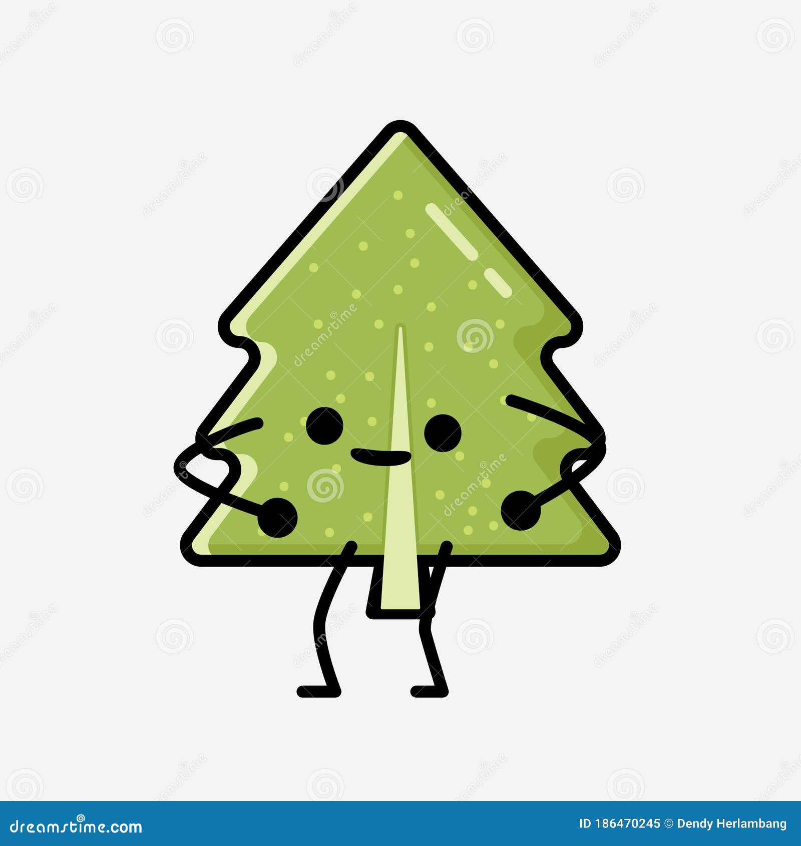Cute Pine Tree Mascot Vector Character in Flat Design Style Stock ...