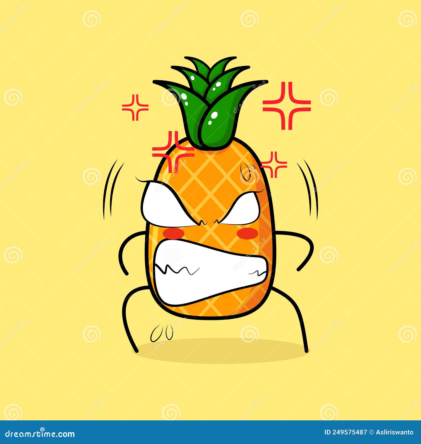 Cute Pineapple Character with Eyes Bulging, Grinning and Angry ...