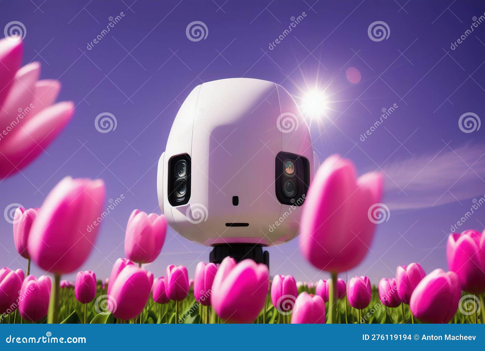 Cute Pink Android Robot Artificial Intelligence. Generative AI Stock ...