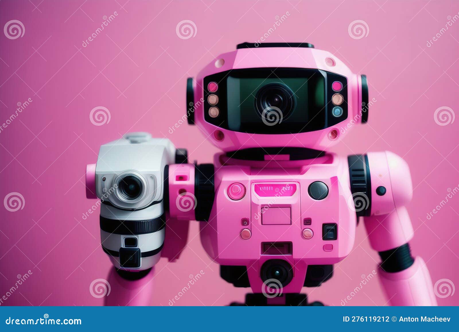 Cute Pink Android Robot. Generative AI Stock Illustration ...