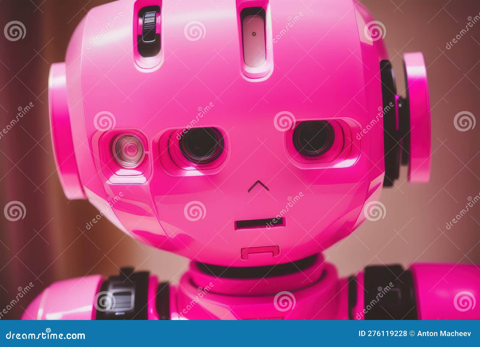Cute Pink Android Robot. Generative AI Stock Illustration ...