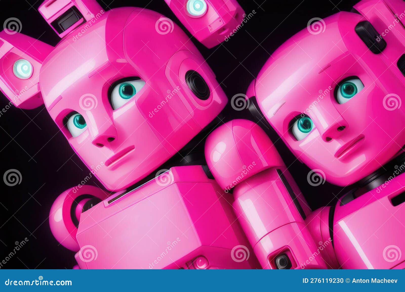 Cute Pink Android Robot. Generative AI Stock Illustration ...