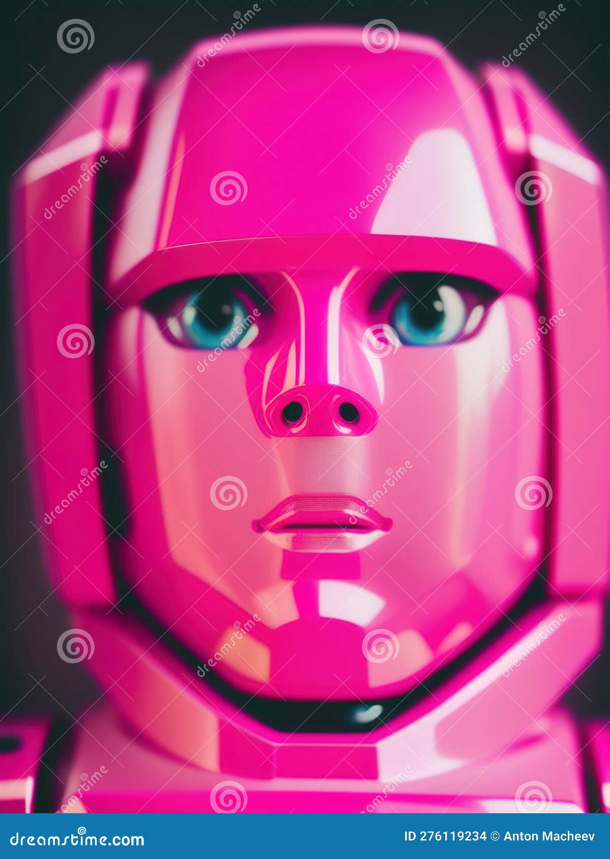 Cute Pink Android Robot. Generative AI Stock Illustration ...