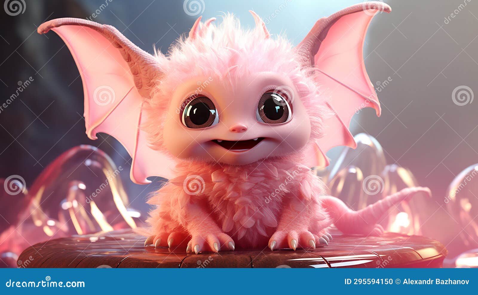 Cute Pink Baby Dragon in Cave Stock Photo - Image of grey, eyes: 295594150