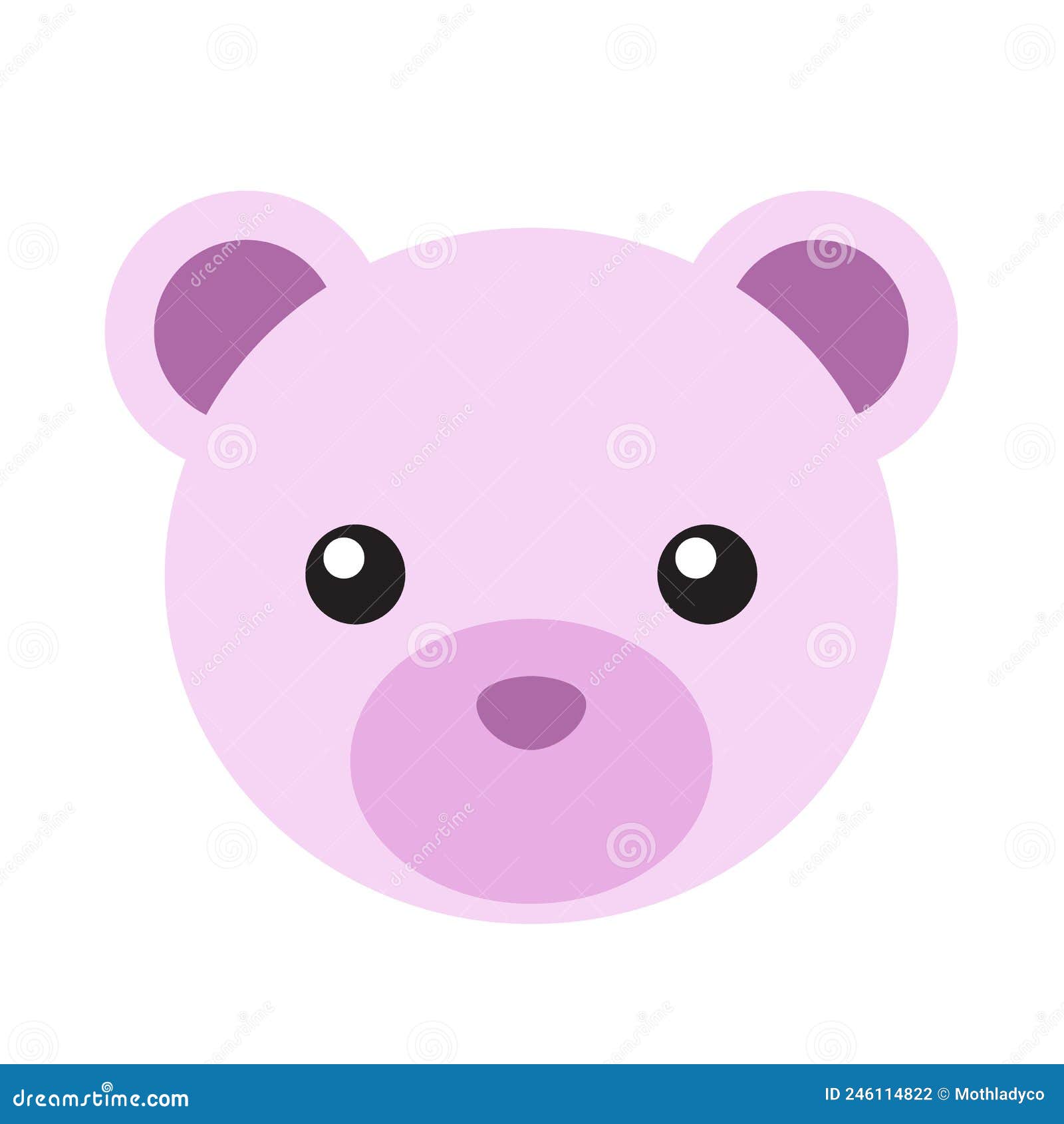 Cute Pink Bear Flat Icon, Pastel Symbol Stock Vector - Illustration of ...