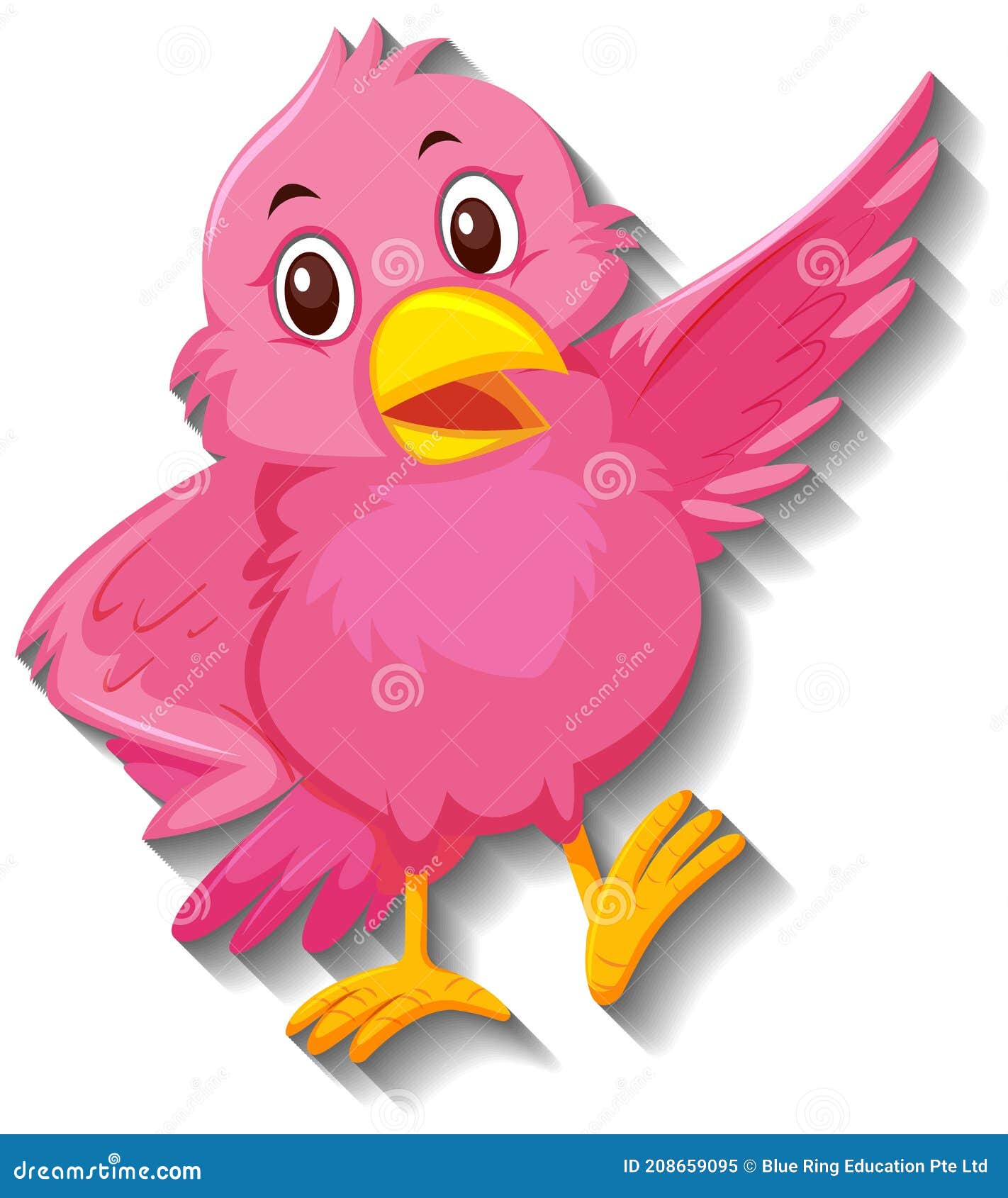 Cute Pink Bird Cartoon Character Stock Vector - Illustration of ...