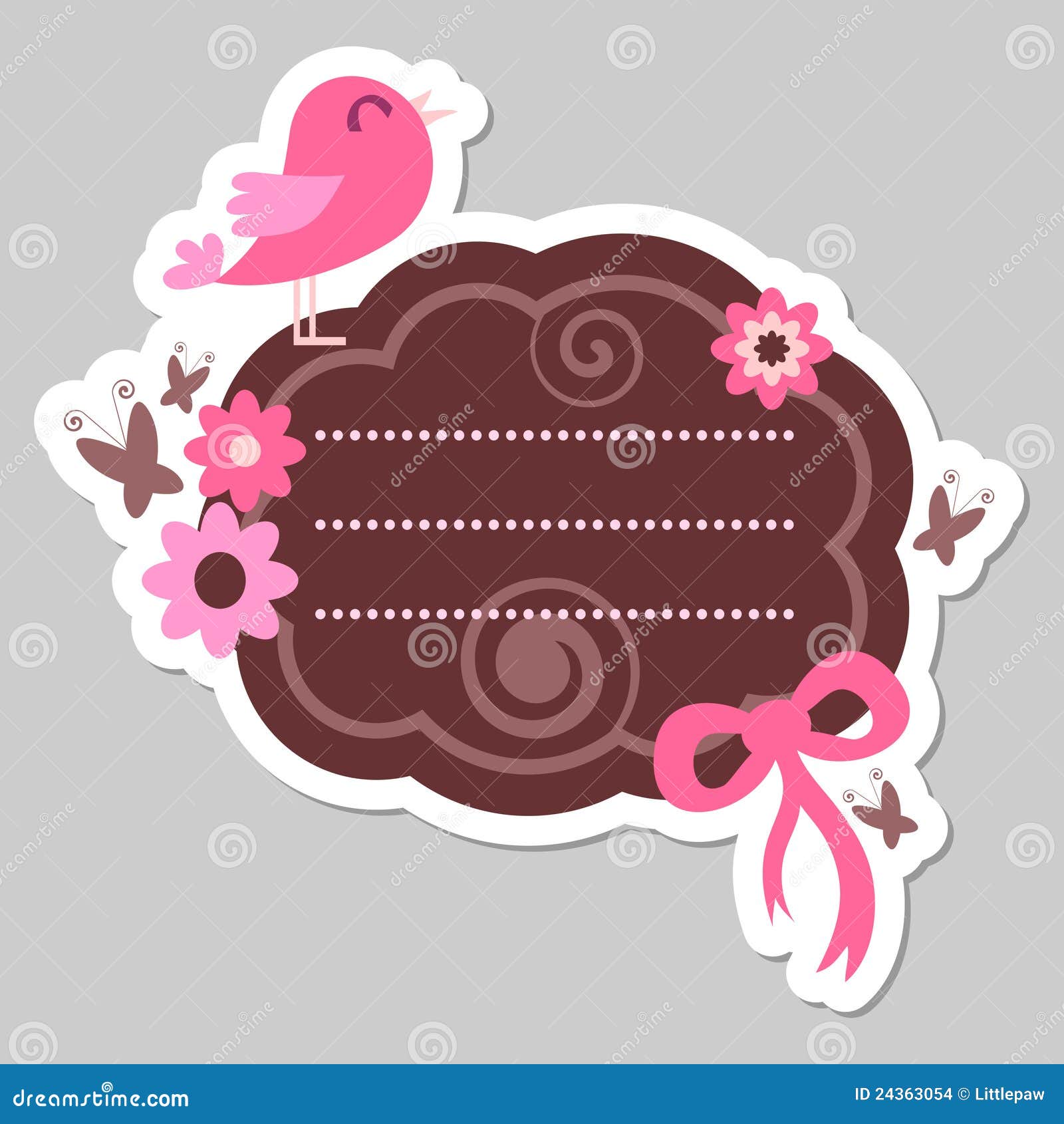 Cute pink bird frame stock vector. Illustration of frame - 24363054