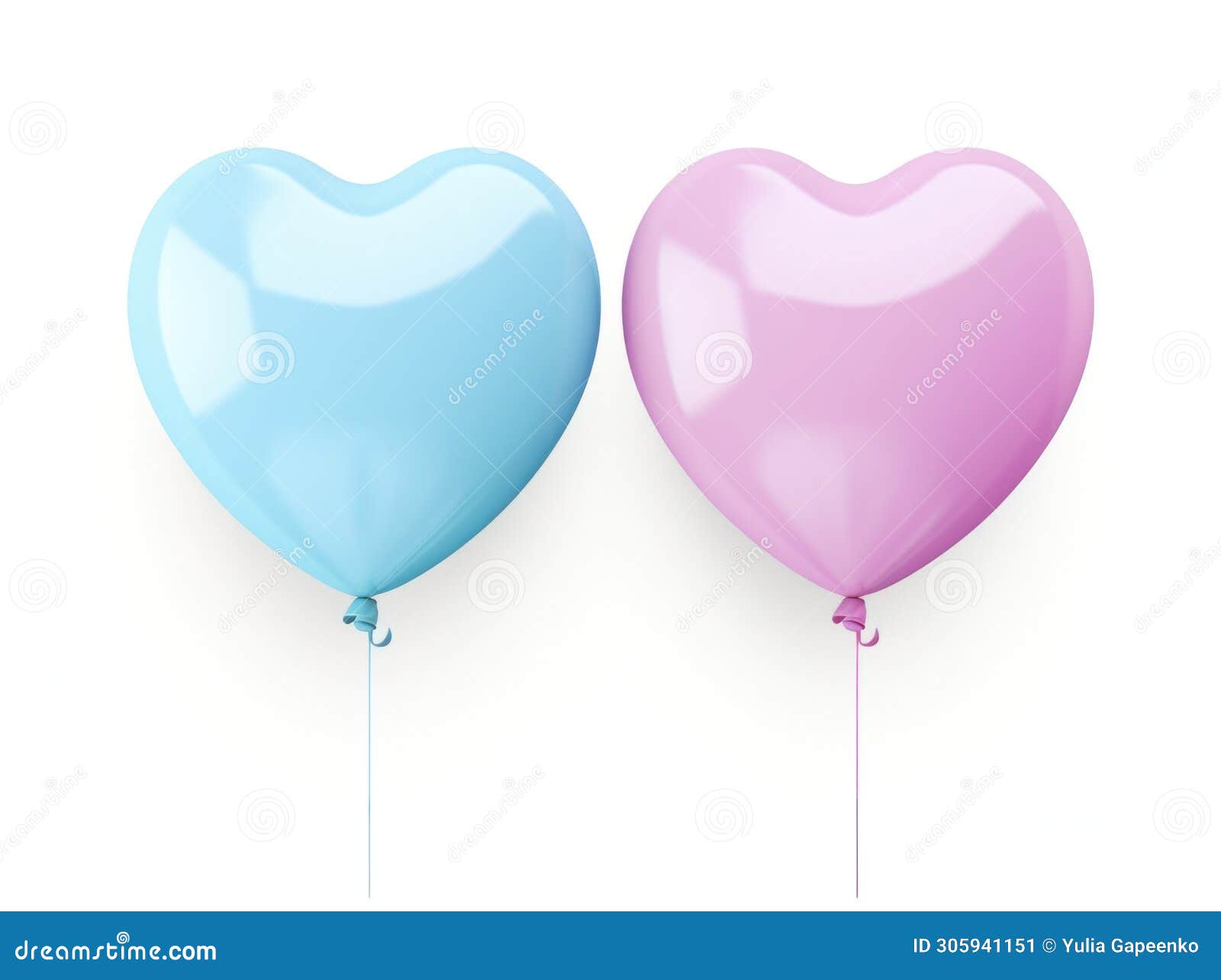 Cute Pink and Blue Heart Balloons Stock Image - Image of blue, adorable ...