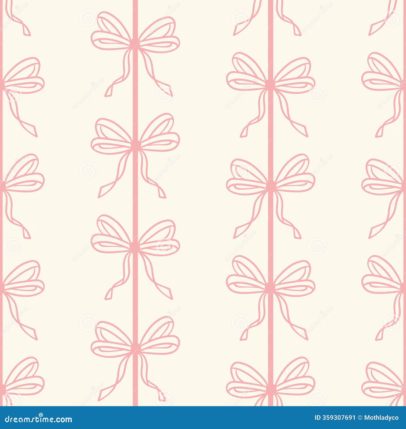 Cute Pink Bow Seamless Repeating Pattern Design, Ribbon Vector ...