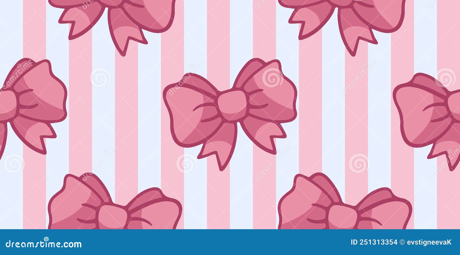 Cute Pink Bow, Vector Seamless Pattern in the Style of Doodles, Hand ...
