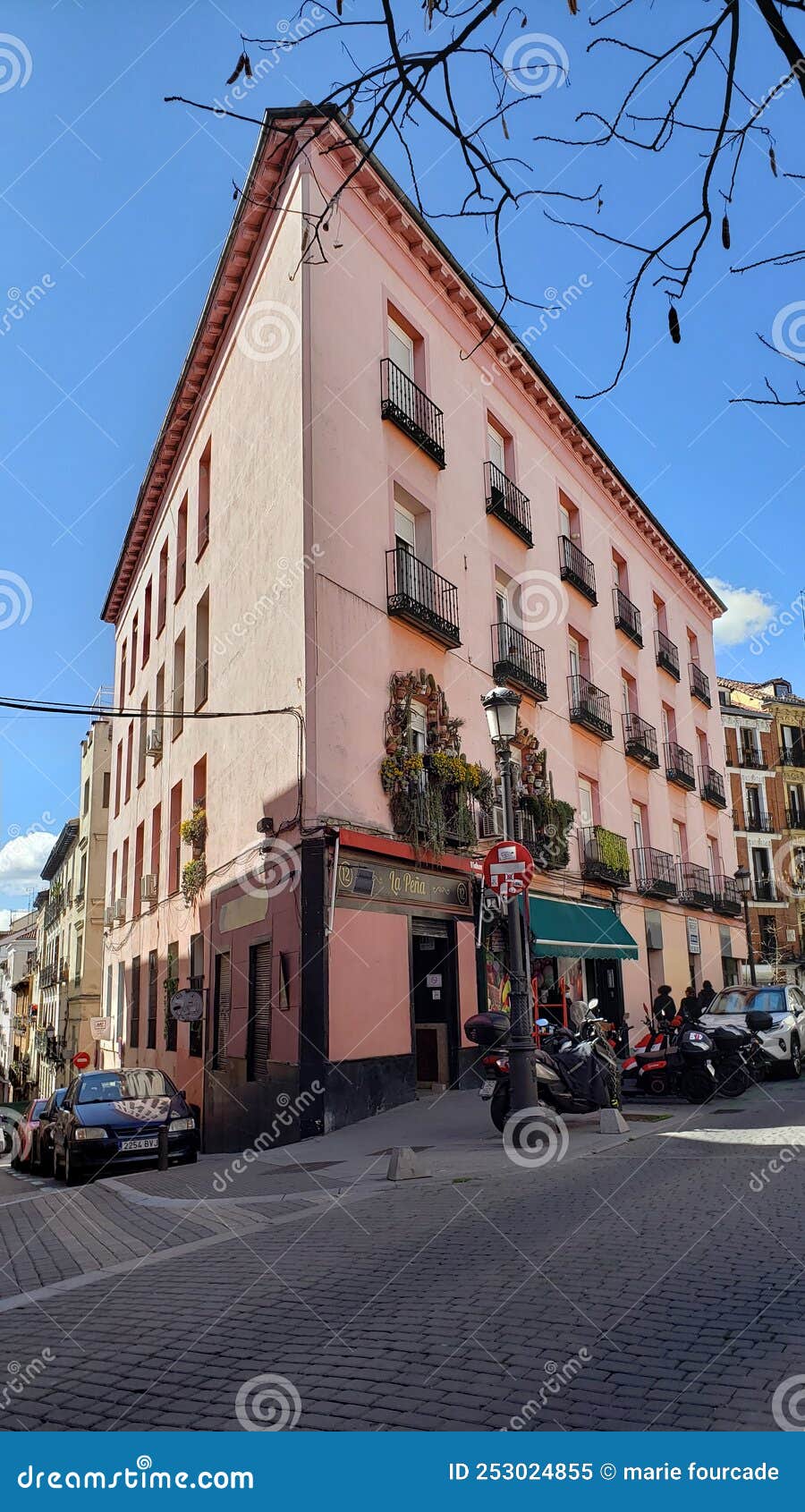 A Cute Pink Building in Madrid Editorial Image - Image of building ...