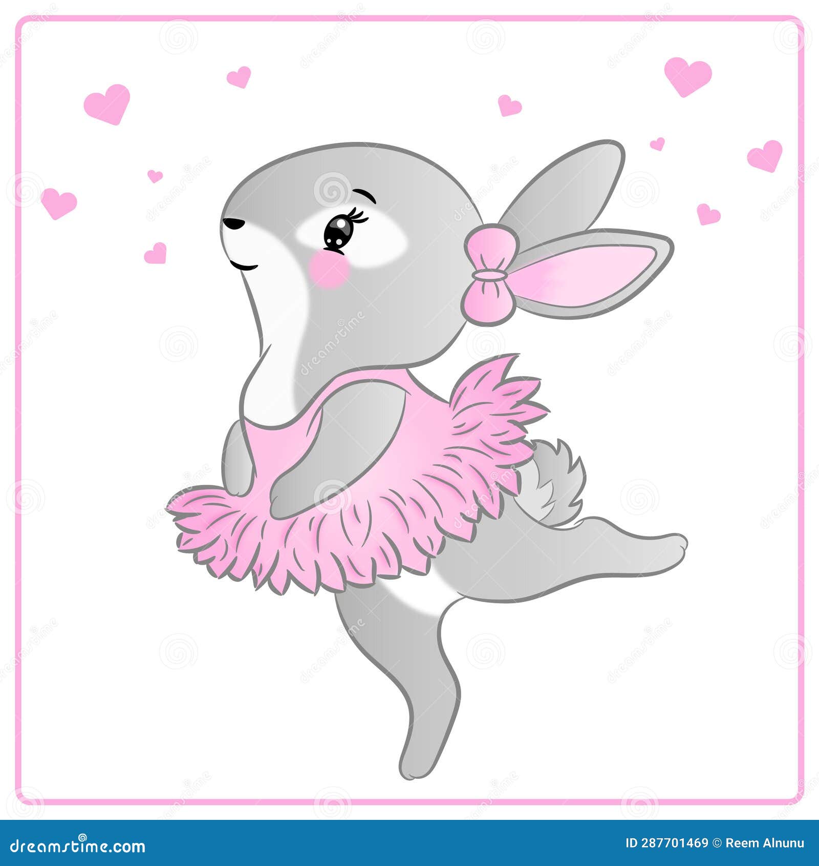 Cute pink bunny dancing stock vector. Illustration of animal - 287701469