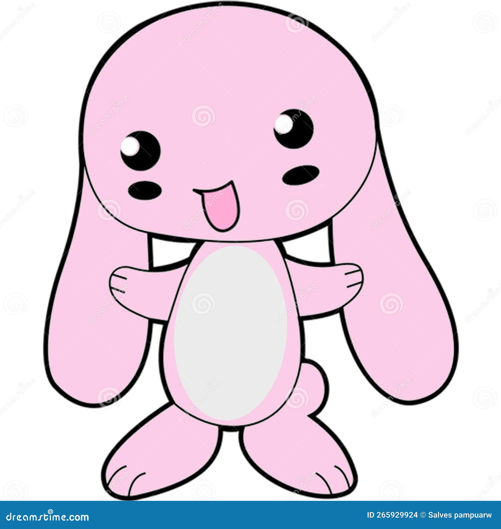 Cute Pink Bunny Rabbit Smiling Stock Illustration - Illustration of ...