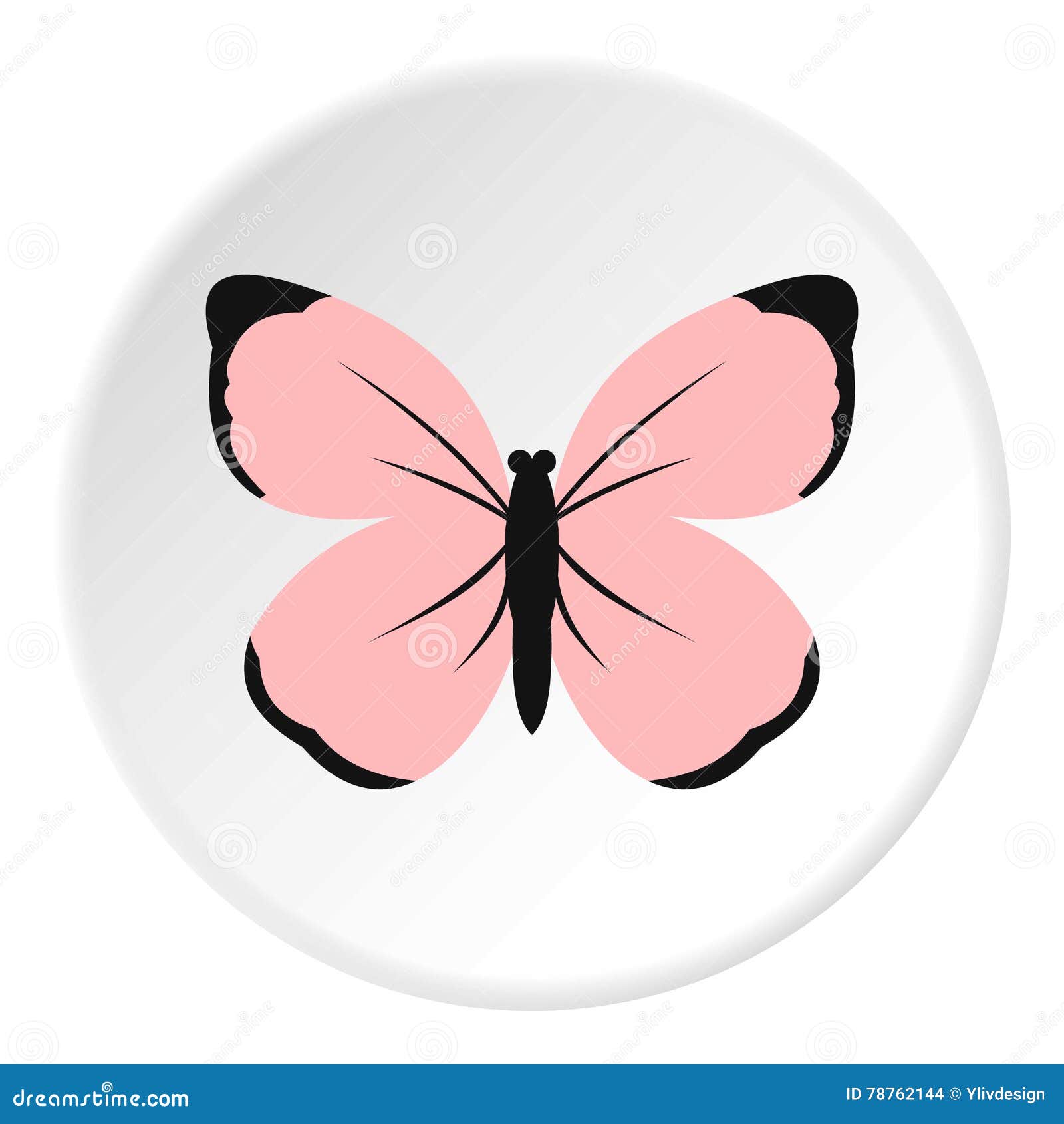 Cute Pink Butterfly Icon, Flat Style Stock Vector - Illustration of ...